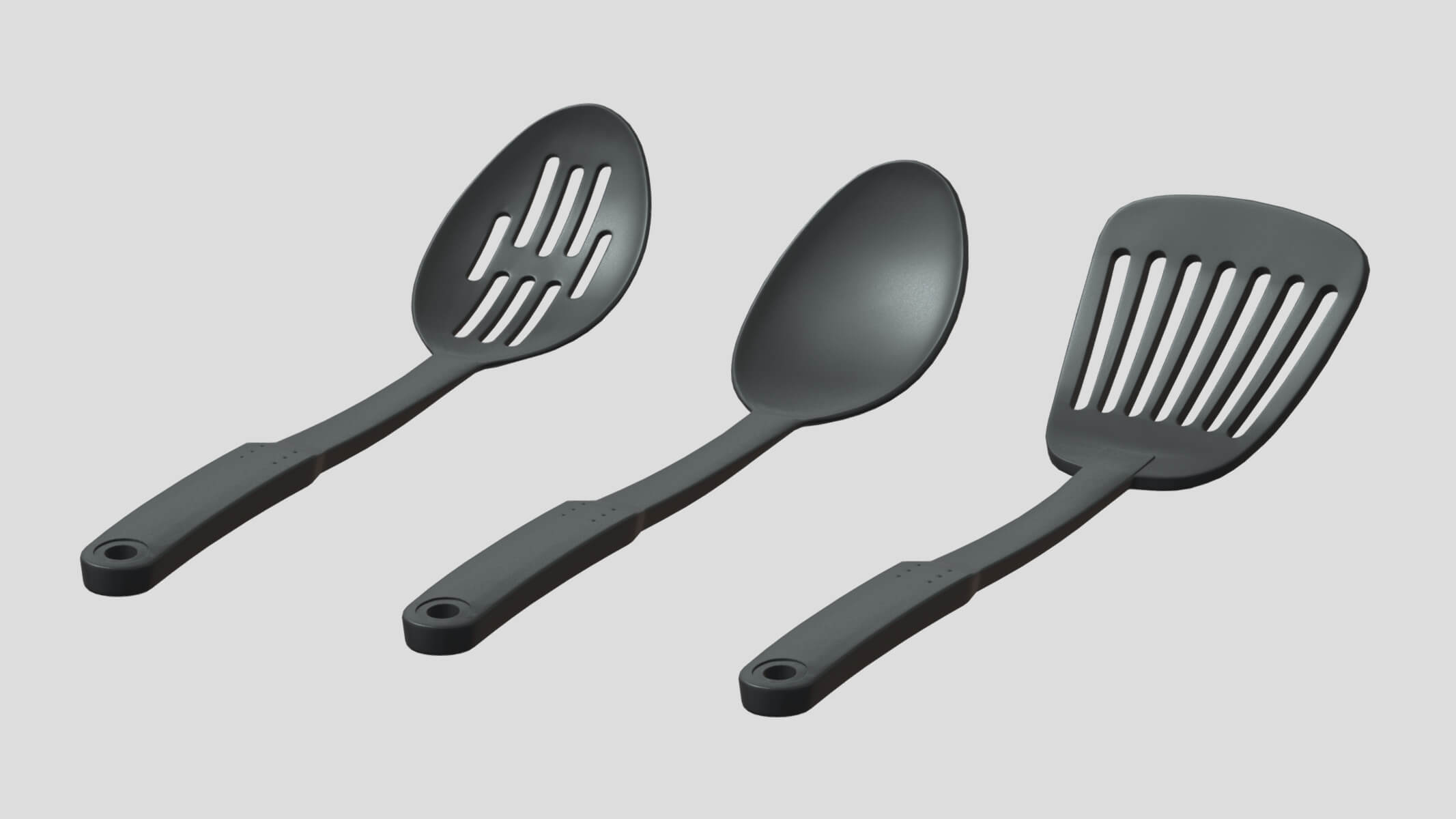 Slotted Spoon and Sotted Spatula Low Poly - 3D Model by frezzy