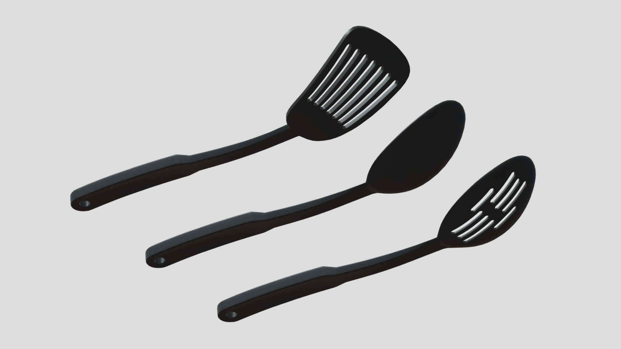 Slotted Spoon and Sotted Spatula Low Poly - 3D Model by frezzy