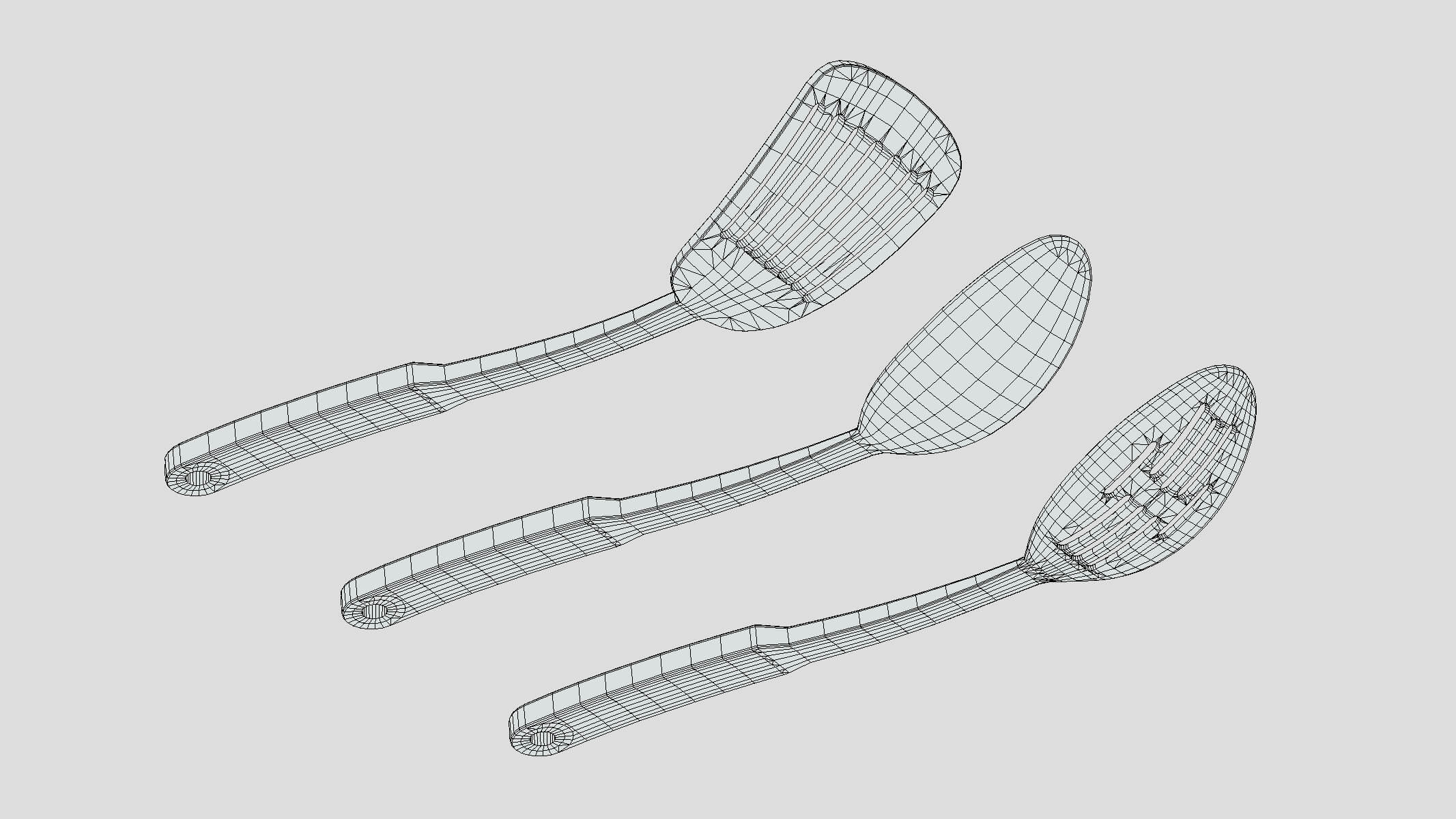 Slotted Spoon and Sotted Spatula Low Poly - 3D Model by frezzy