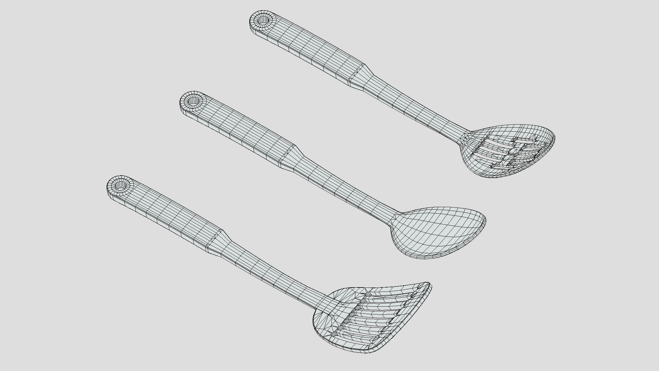 Slotted Spoon and Sotted Spatula Low Poly - 3D Model by frezzy