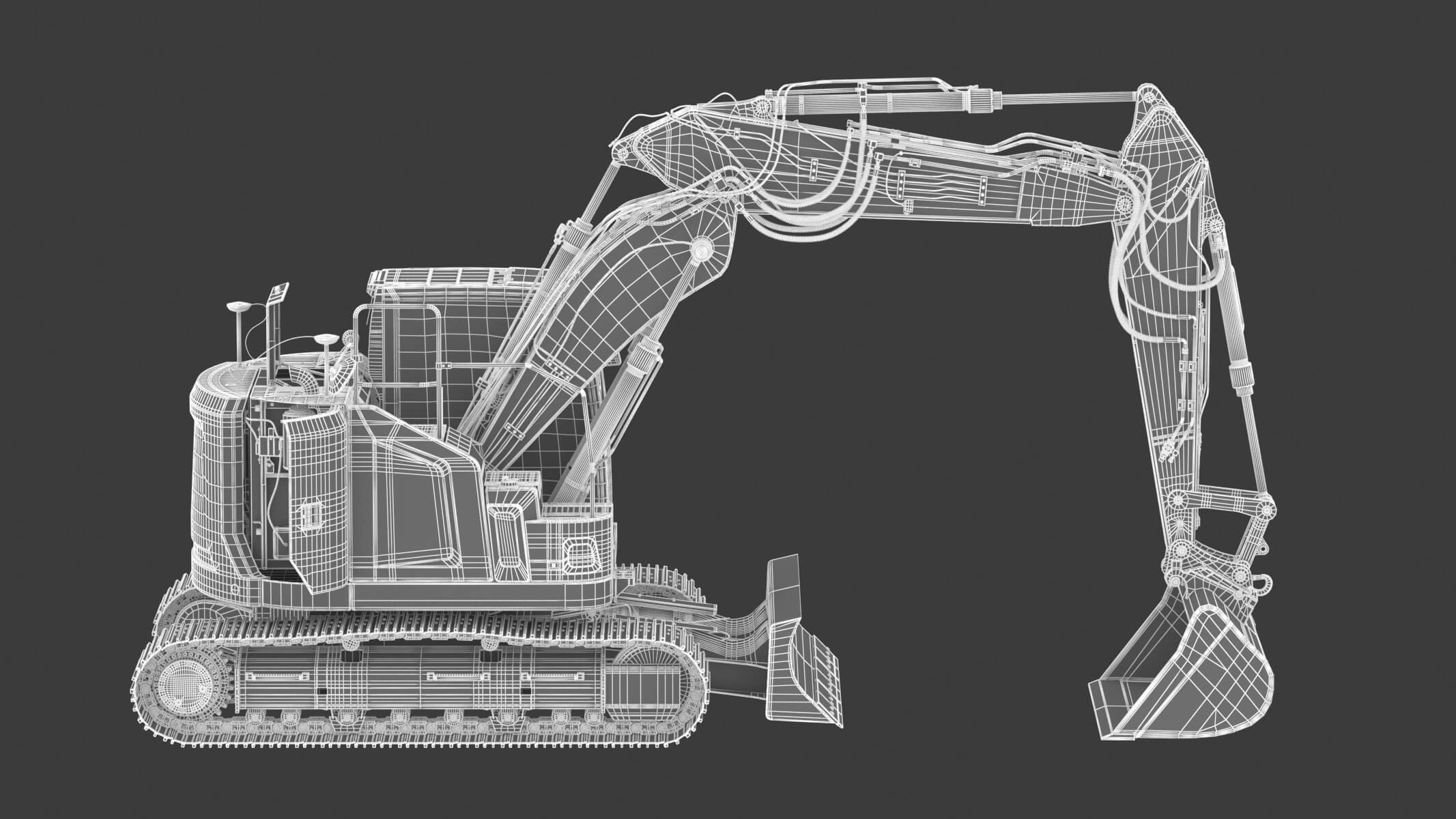 Small Excavator Triple Arm - 3D Model by frezzy