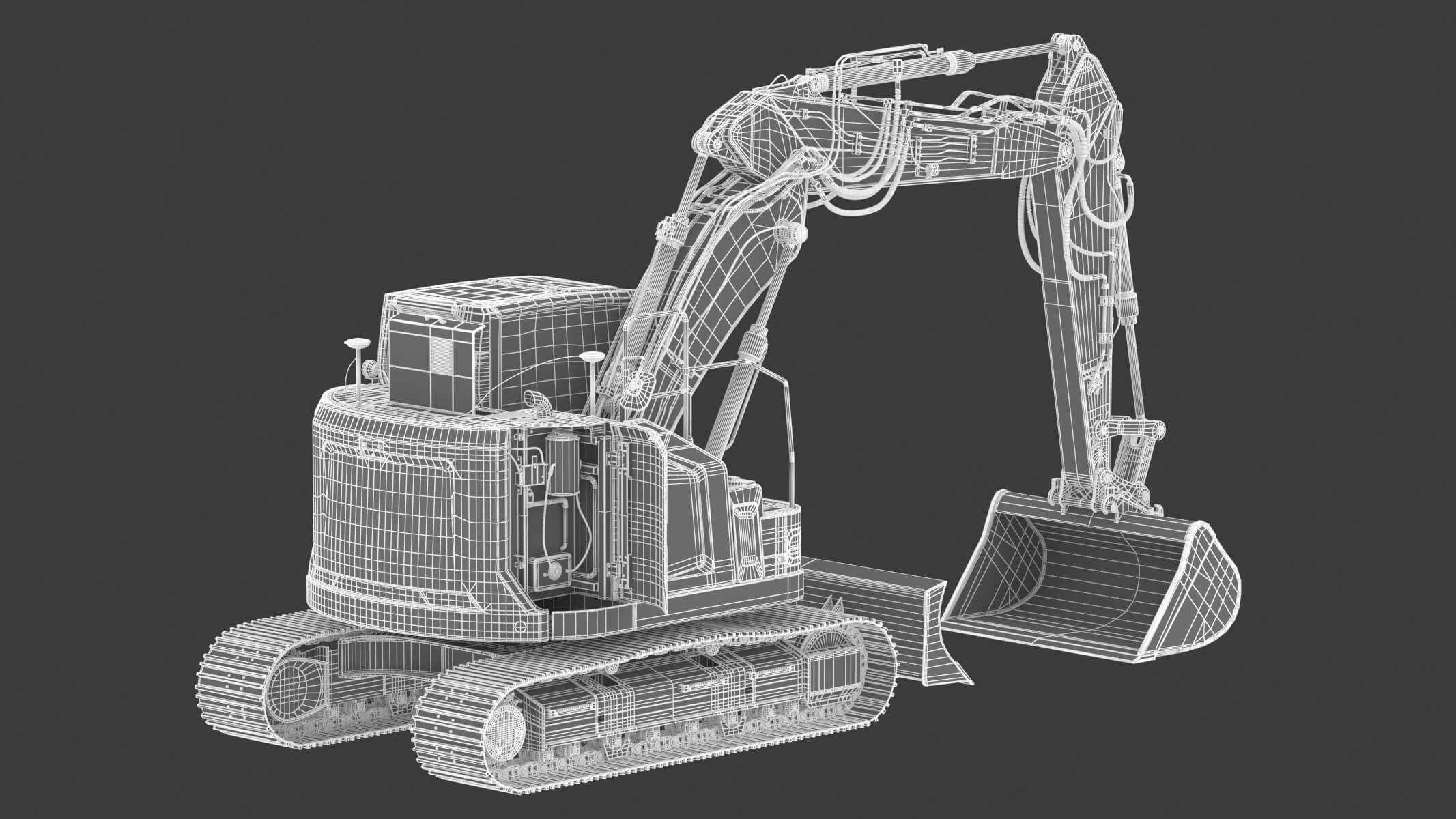 Small Excavator Triple Arm - 3D Model by frezzy
