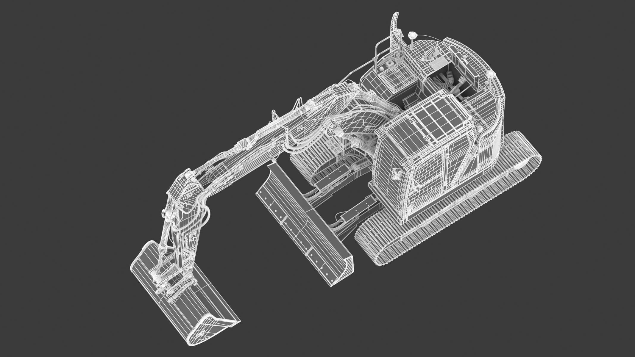 Small Excavator Triple Arm - 3D Model by frezzy