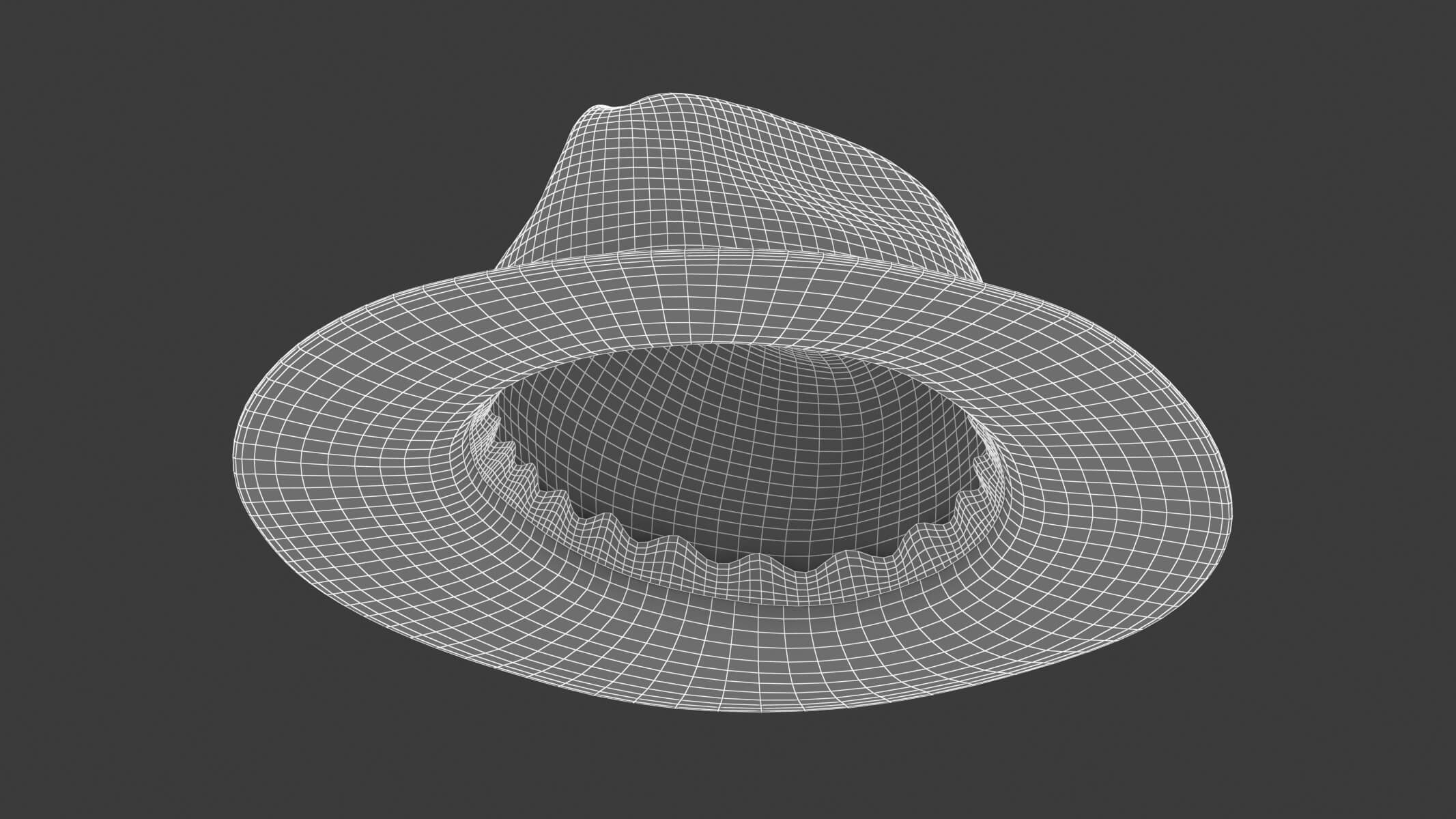 Sun Straw Fedora Hat - 3D Model by frezzy
