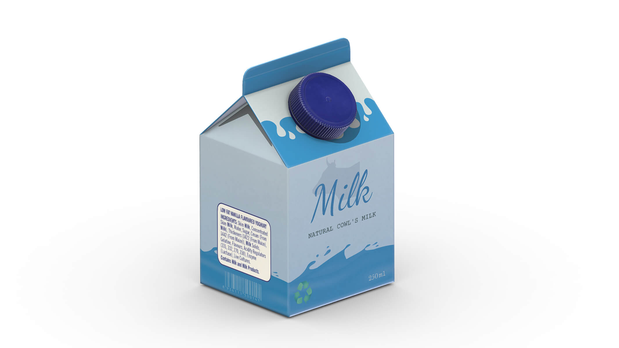 Supermarket Milk Carton 01 Low Poly - 3D Model by frezzy