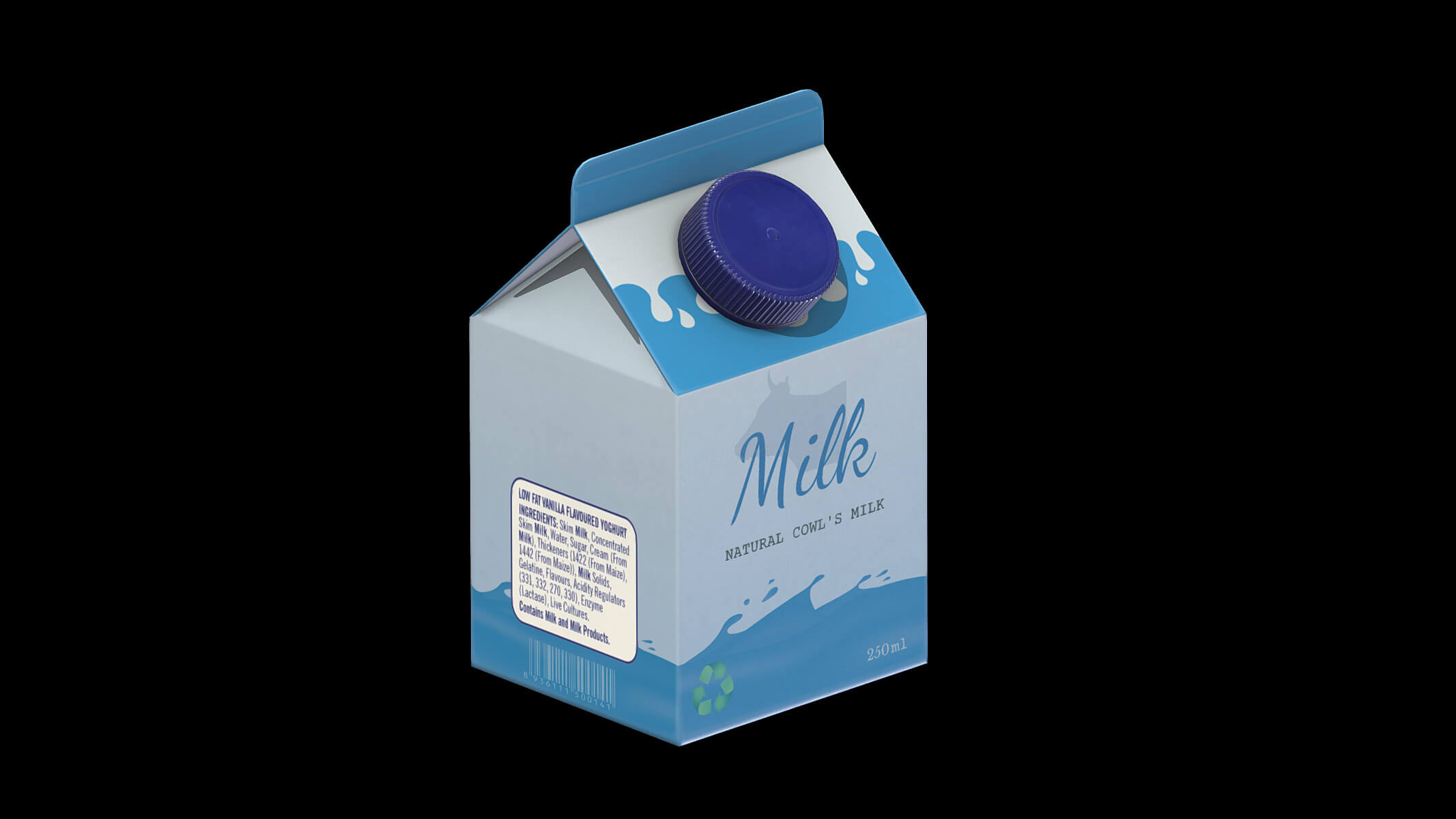 Supermarket Milk Carton 01 Low Poly - 3D Model by frezzy