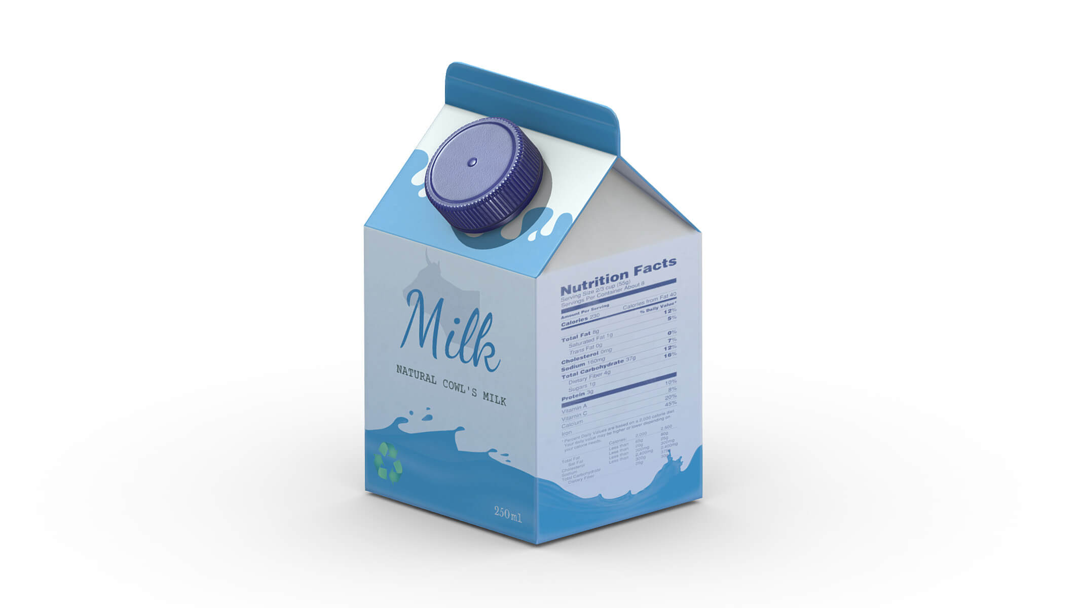Supermarket Milk Carton 01 Low Poly - 3D Model by frezzy