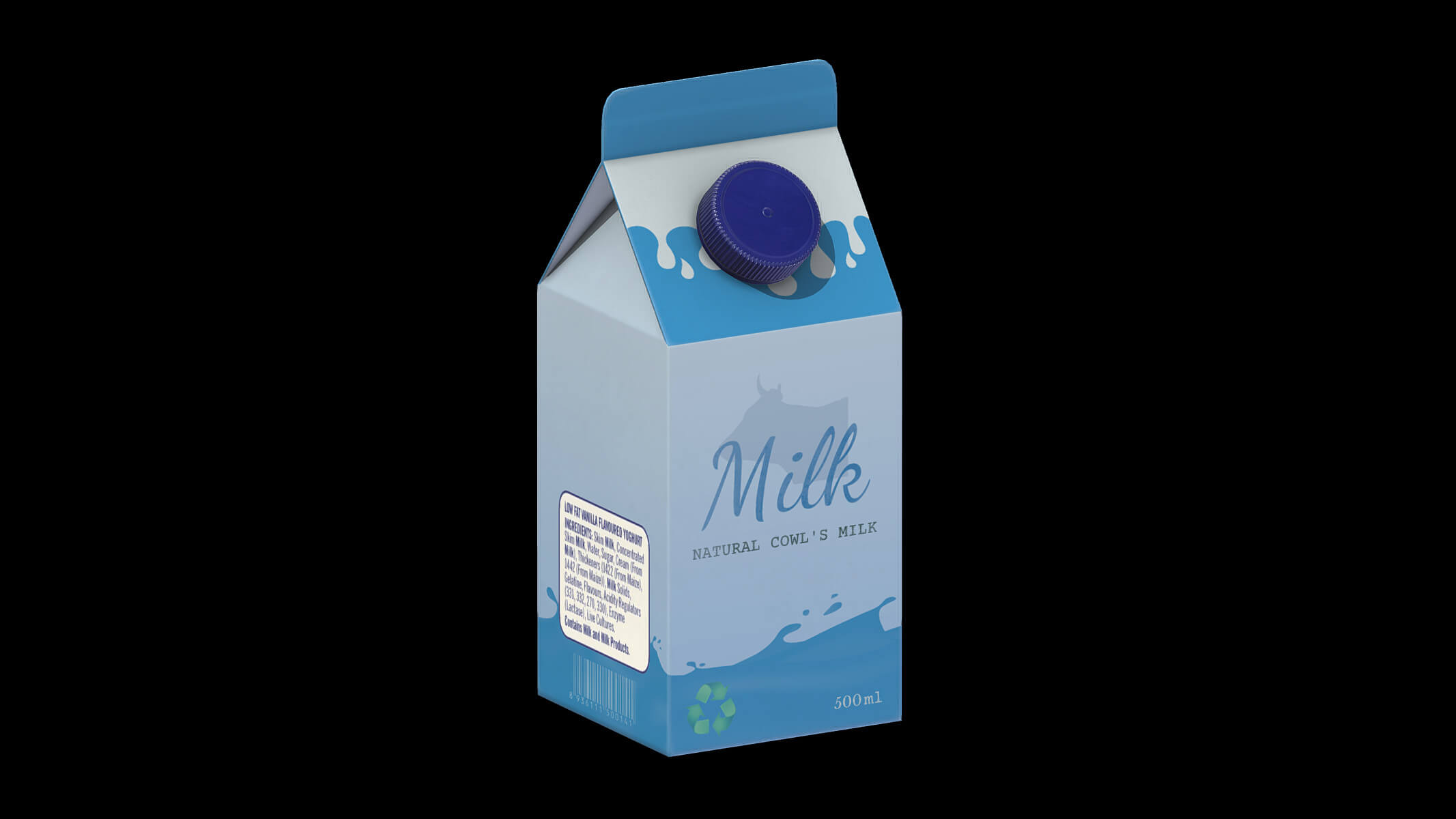 Supermarket Milk Carton 02 Low Poly - 3D Model by frezzy