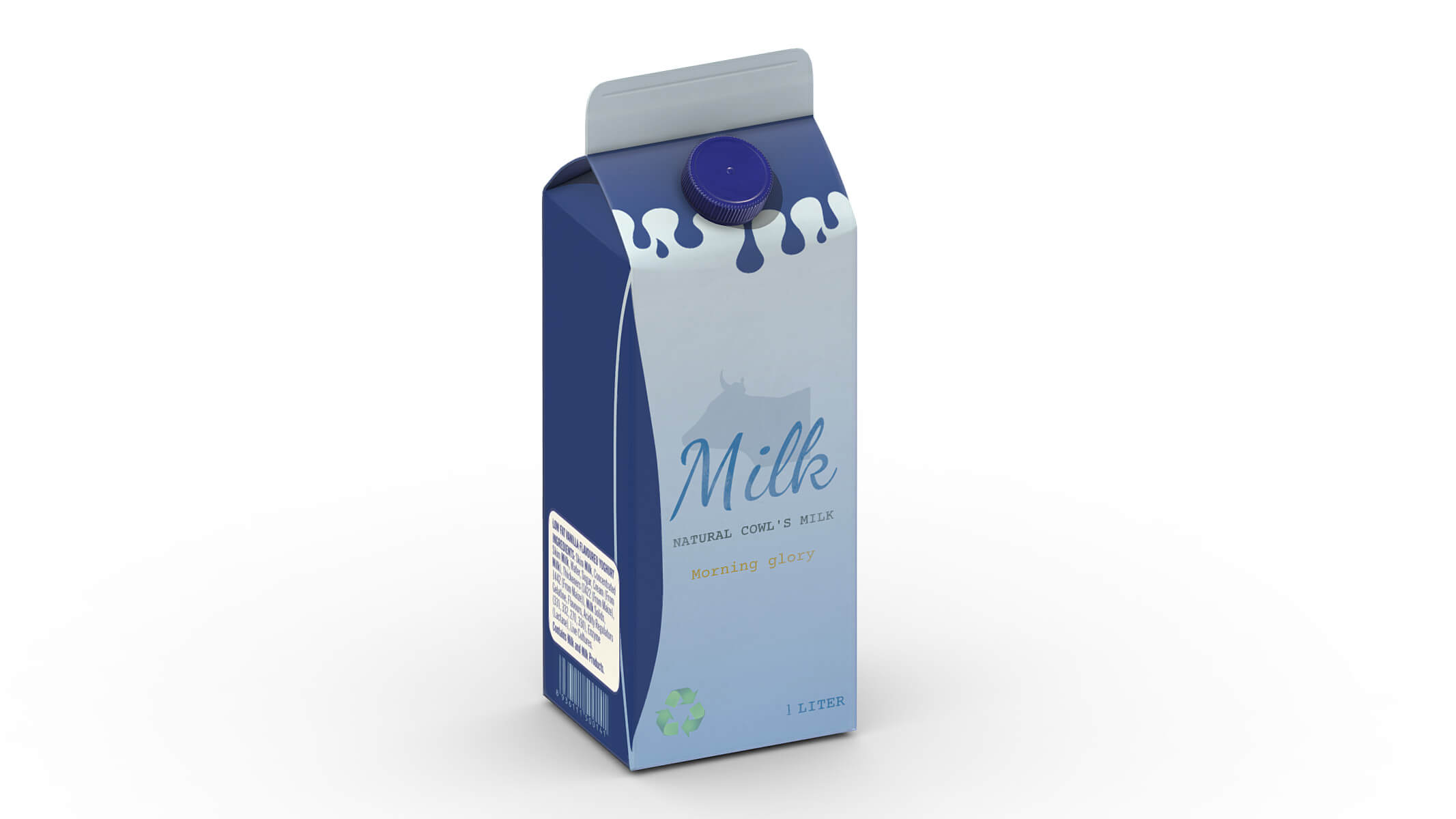 Supermarket Milk Carton 03 Low Poly - 3D Model by frezzy