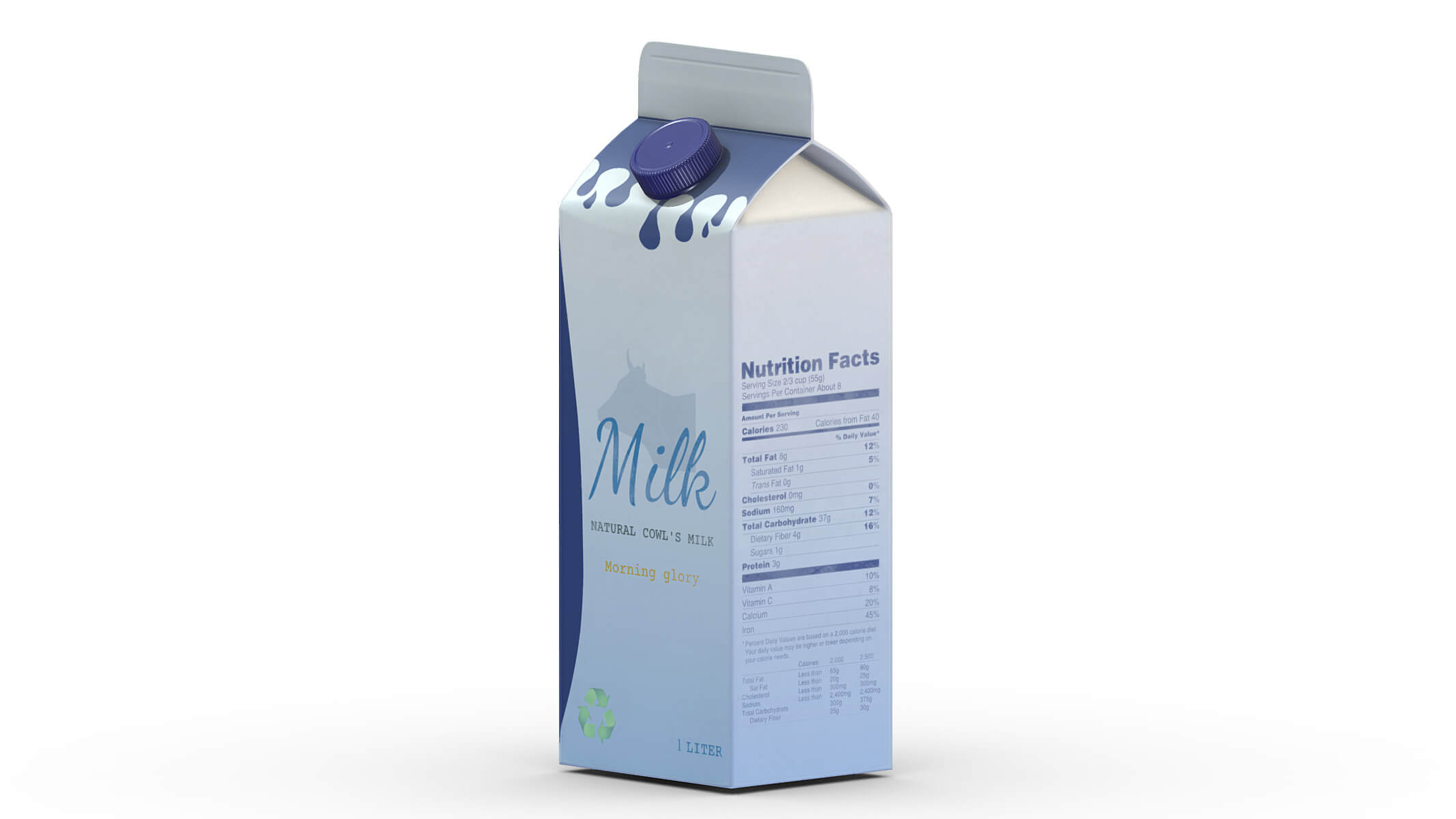 Supermarket Milk Carton 03 Low Poly - 3D Model by frezzy