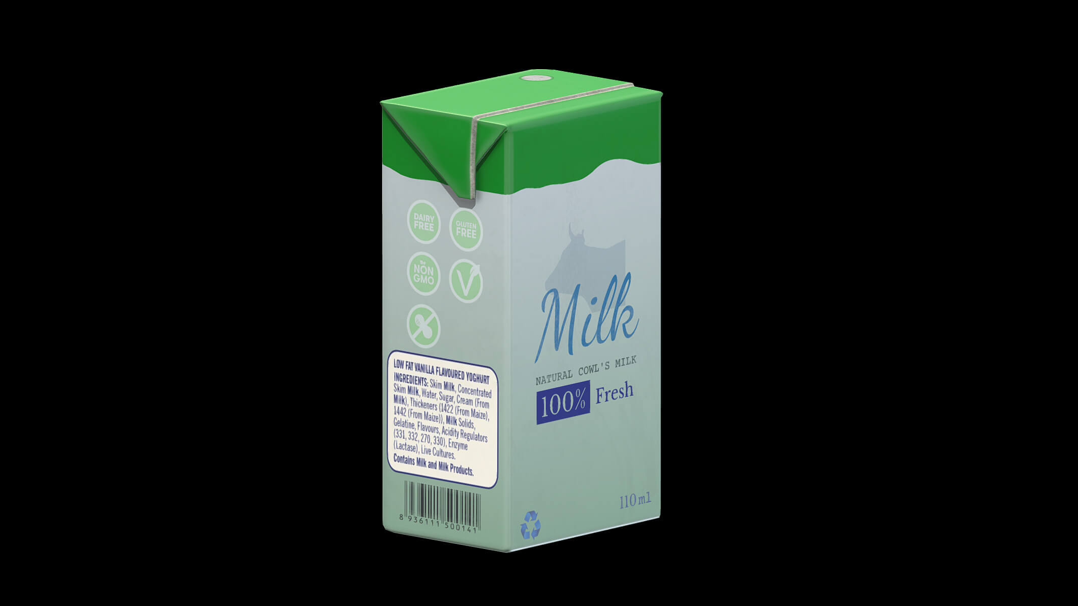 Supermarket Milk Carton 04 Low Poly - 3D Model by frezzy