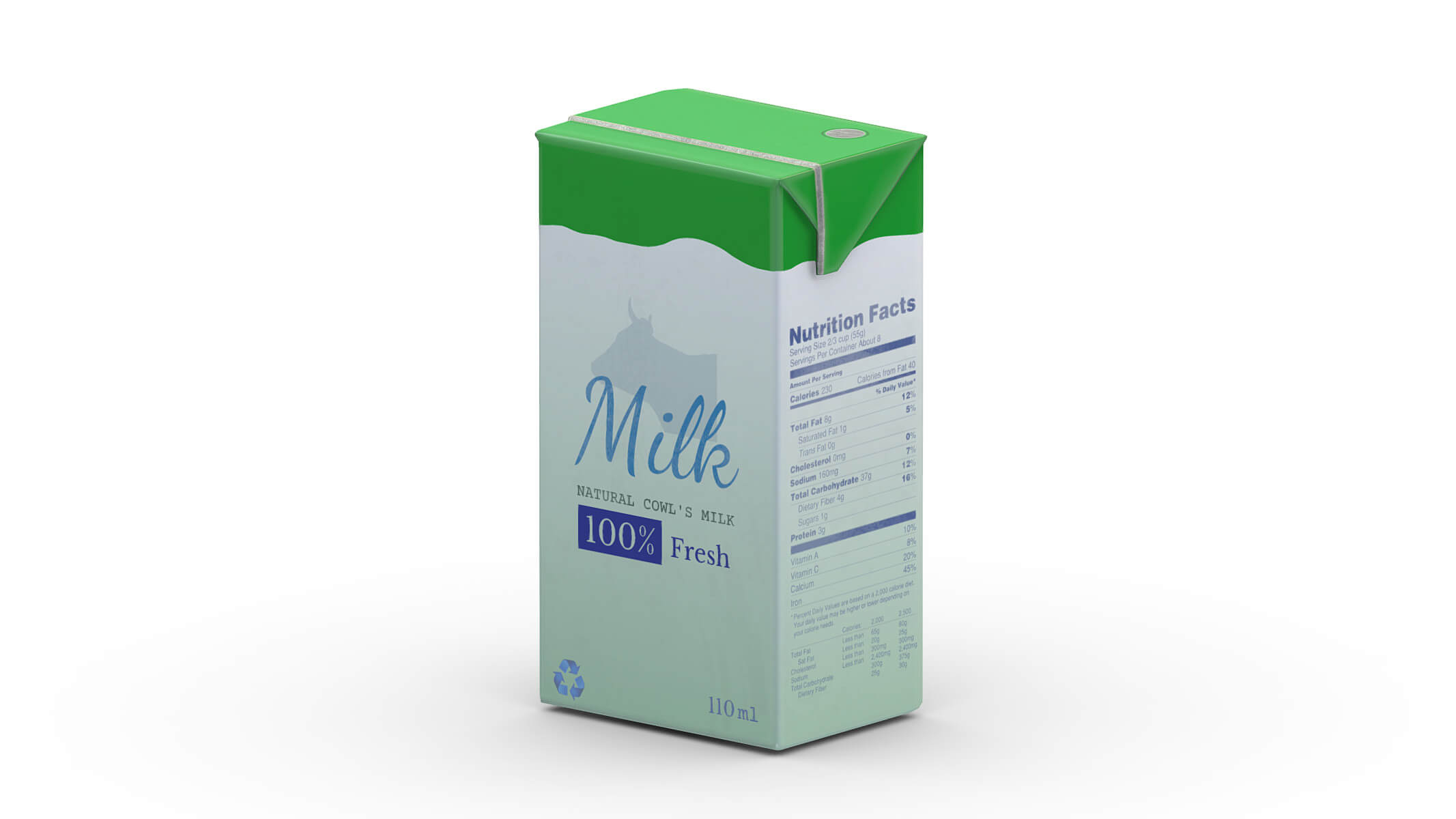 Supermarket Milk Carton 04 Low Poly - 3D Model by frezzy