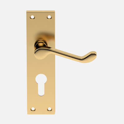 Victorian Scroll Door Handle Brass - 3D Model by frezzy