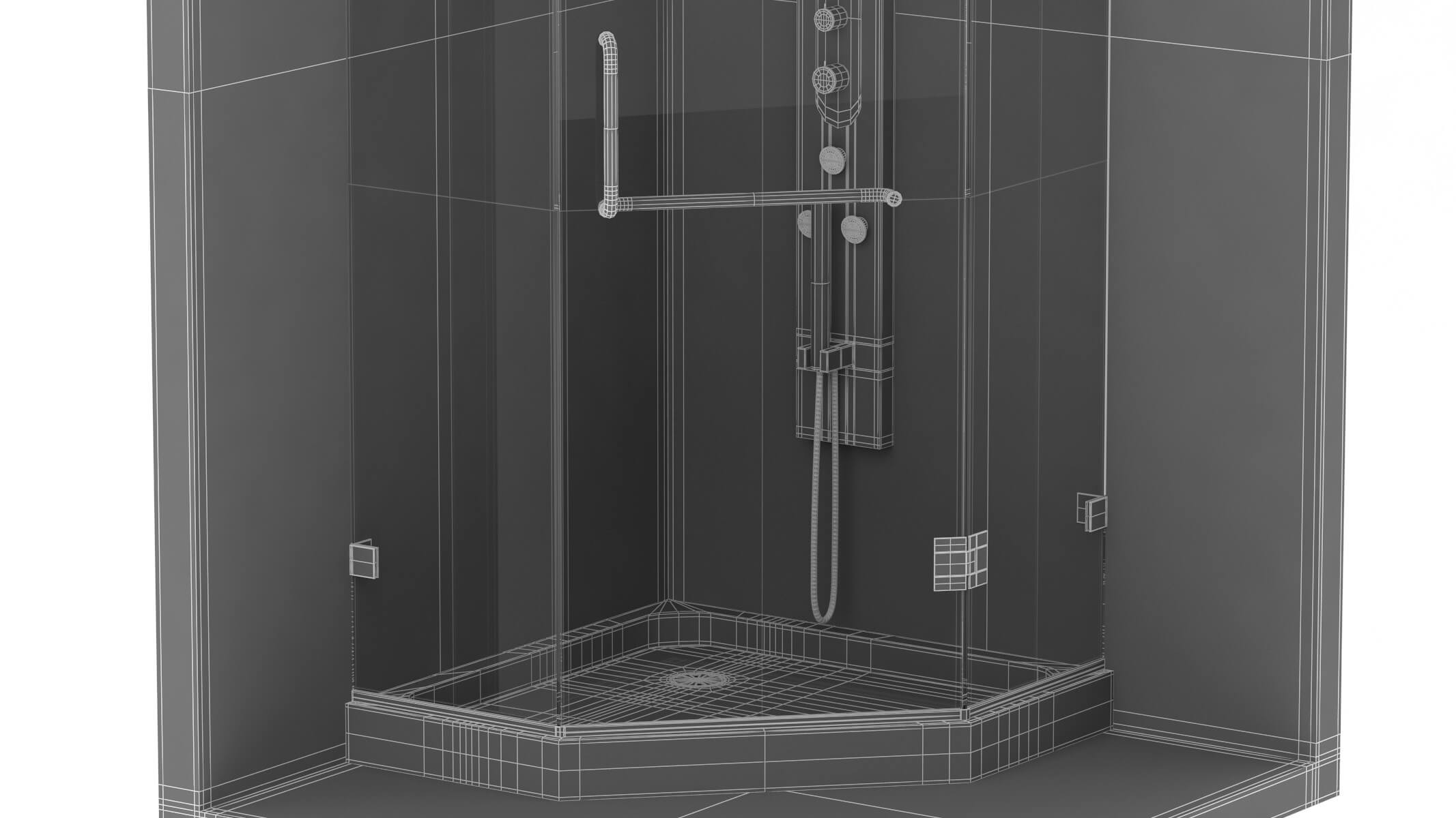 Vigo Piedmont With Left Drain Base Shower - 3D Model by frezzy