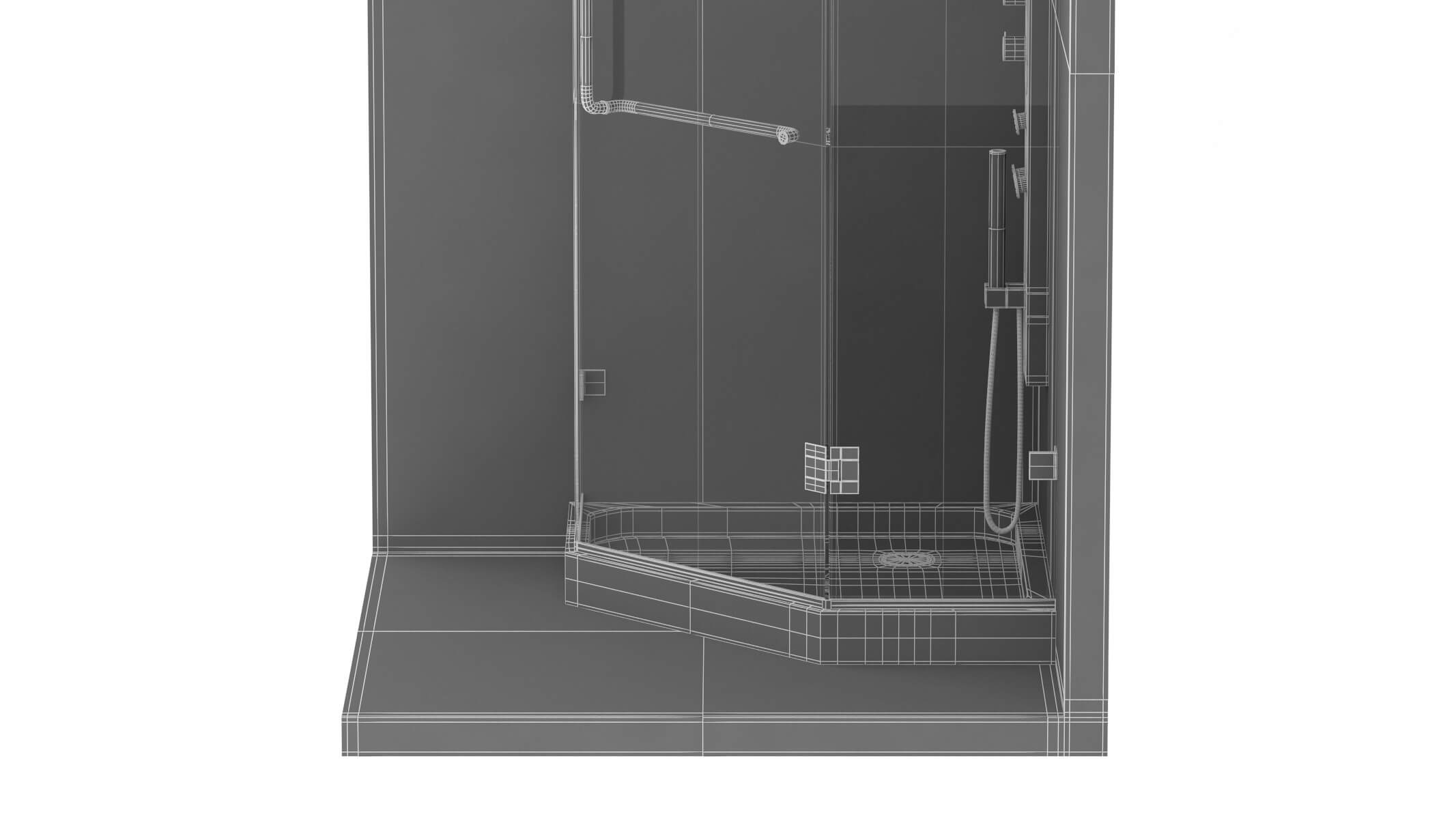 Vigo Piedmont With Left Drain Base Shower - 3D Model by frezzy