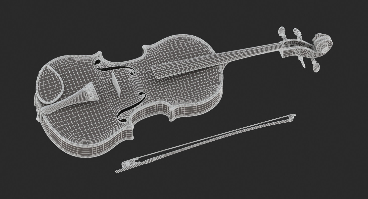 Viola and Bow - 3D Model by frezzy