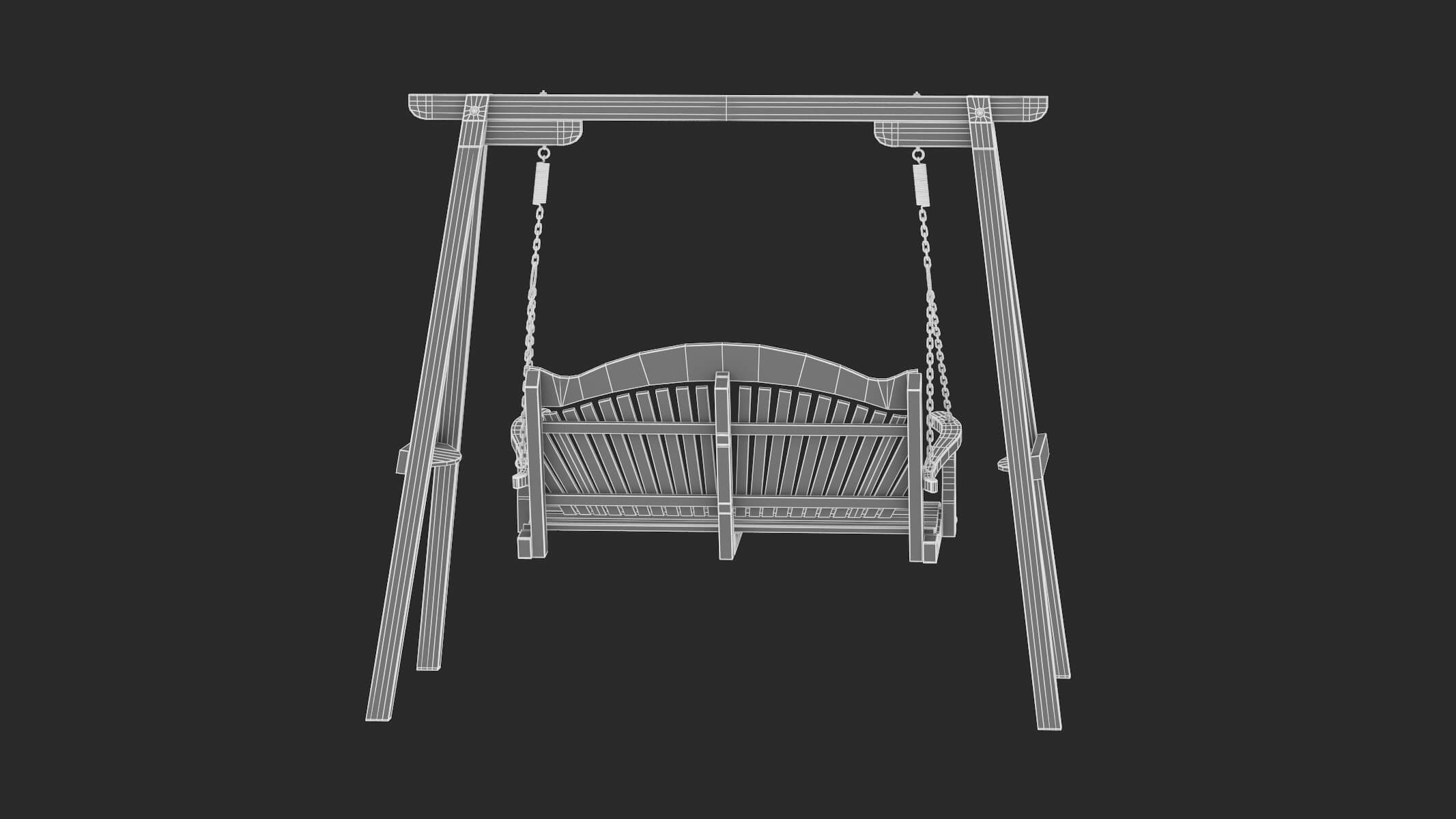 Wooden Swing Chair 004 - 3D Model by frezzy