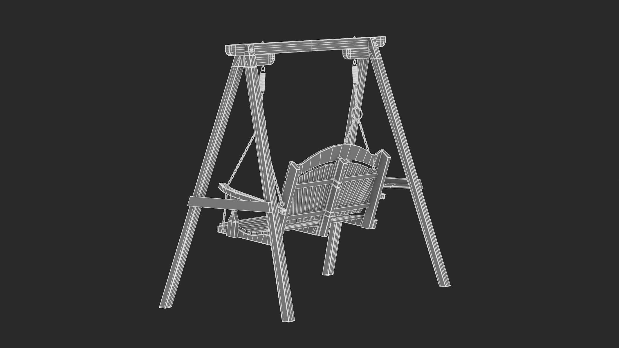Wooden Swing Chair 004 - 3D Model by frezzy