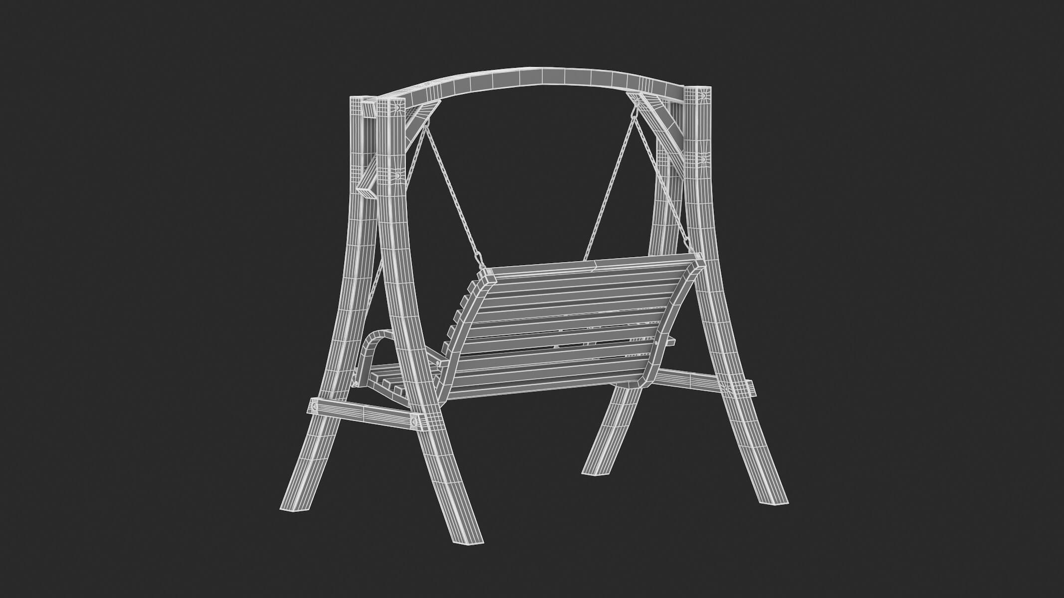 Wooden Swing Chair 01 - 3D Model by frezzy