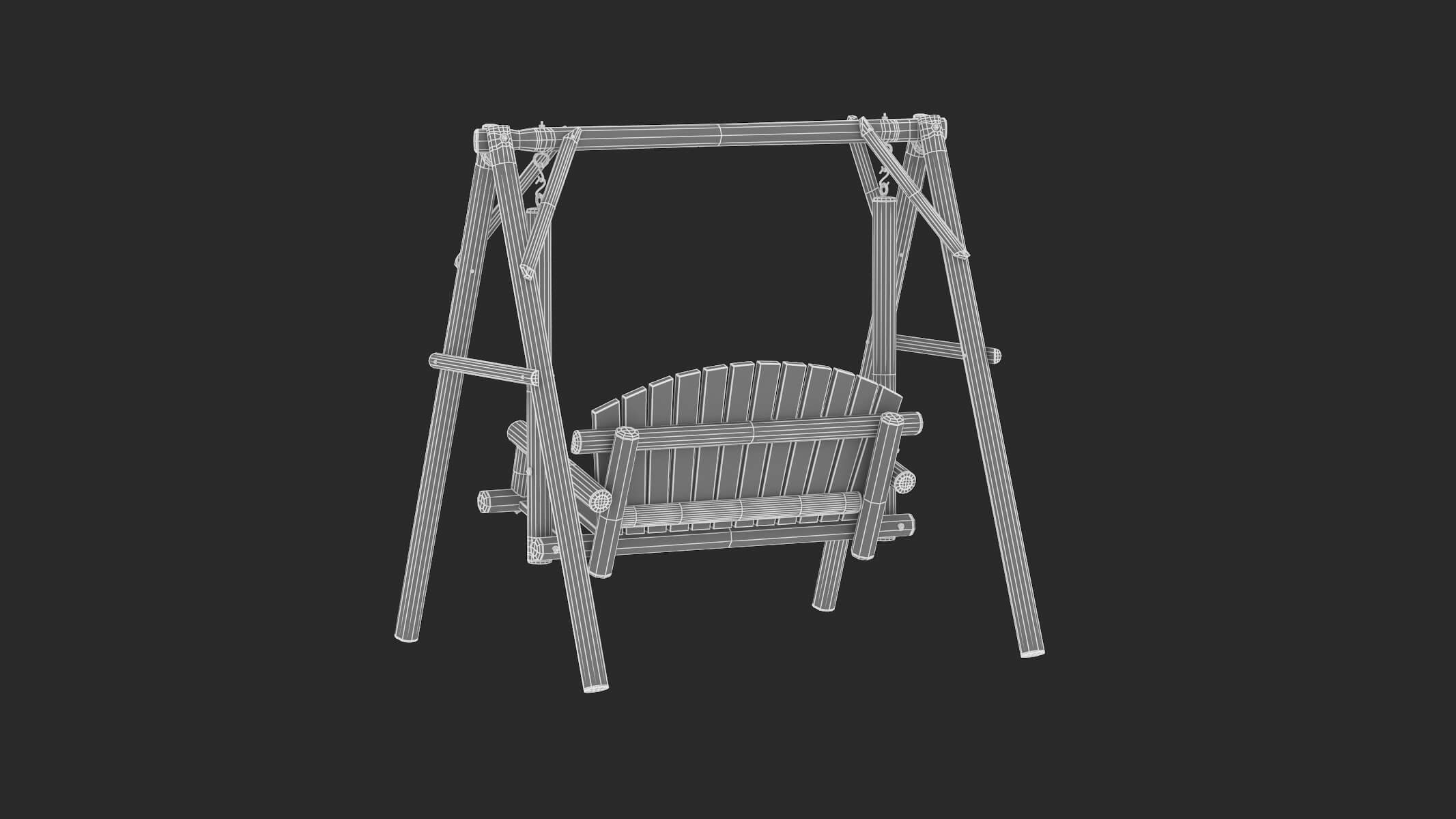 Wooden Swing Chair 02 - 3D Model by frezzy