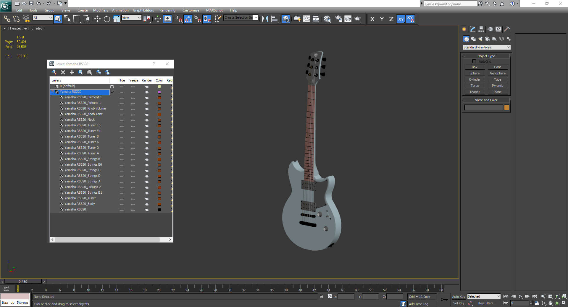 Yamaha Electric Guitar RS320 - 3D Model by frezzy