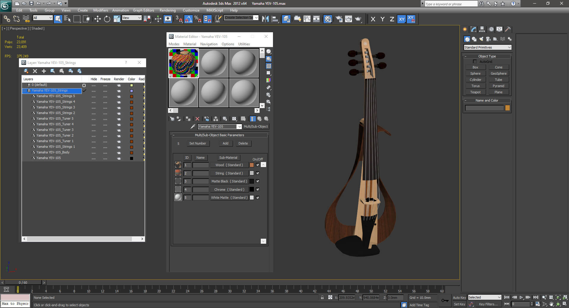 Yamaha String Electric YEV-105 3D Model by frezzy