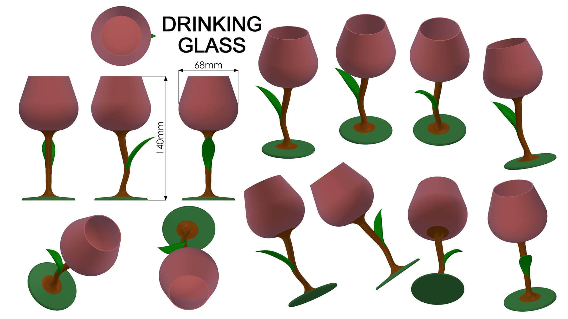 Drinking Glass - 3D Print Model by Furqan03