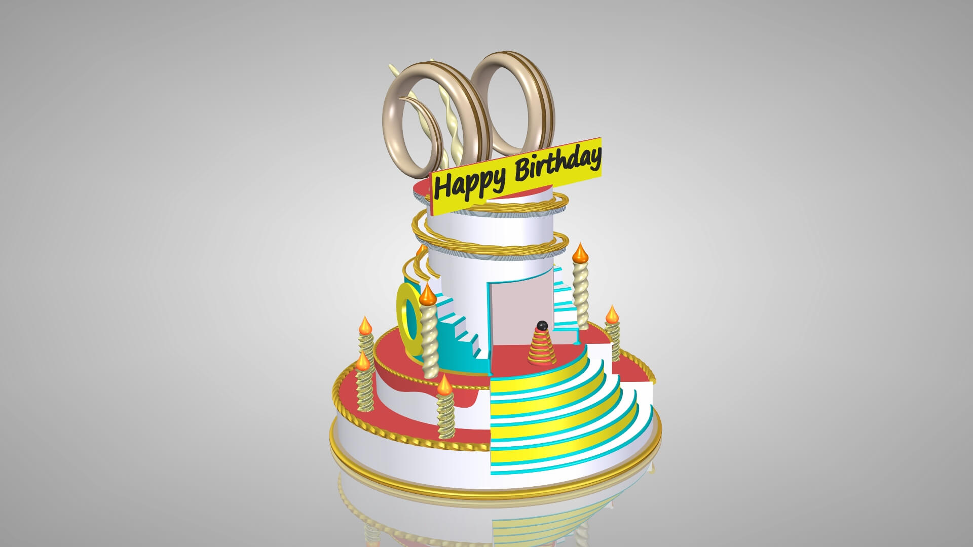 Birthday Cake 3D Render, Digital Art by Furqan03
