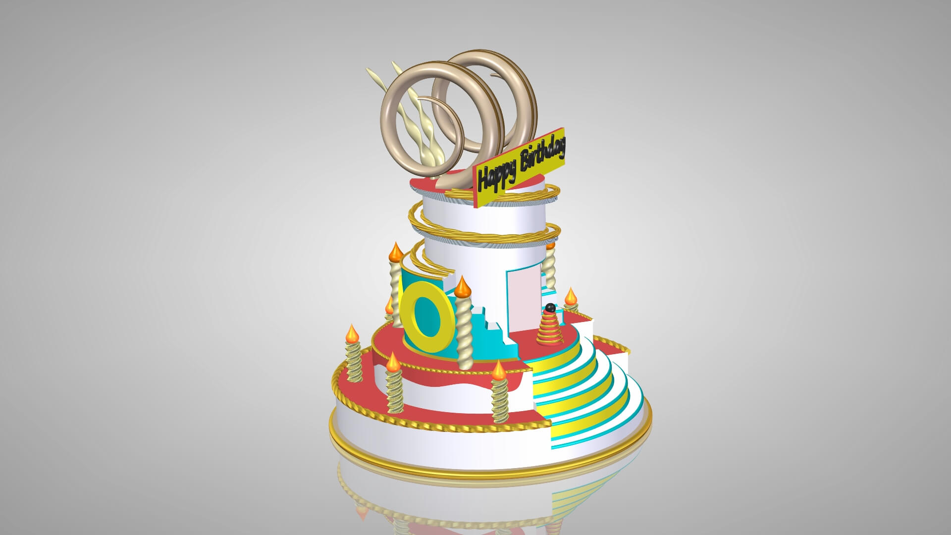 Birthday Cake 3D Render, Digital Art by Furqan03