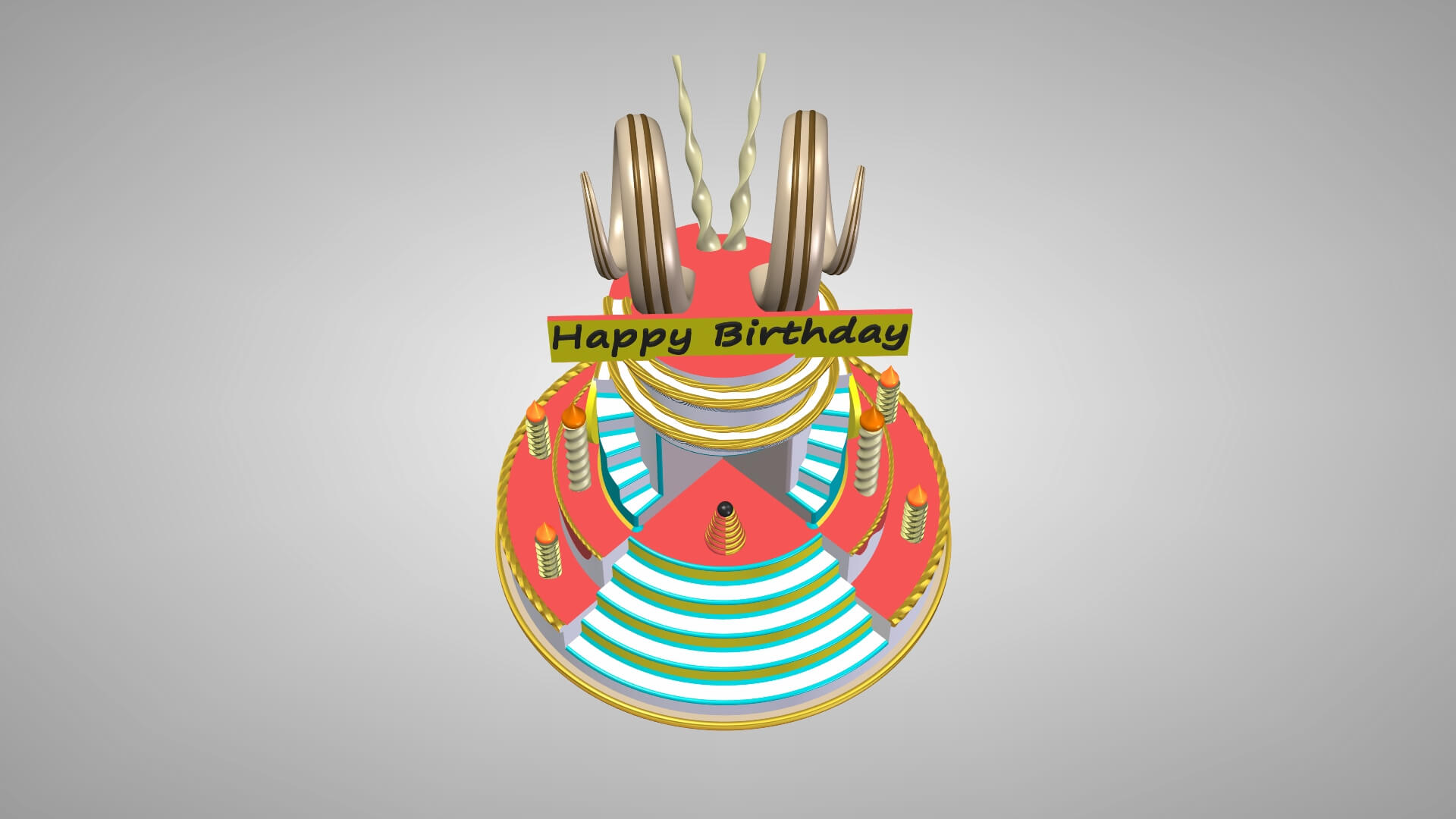Birthday Cake 3D Render, Digital Art by Furqan03