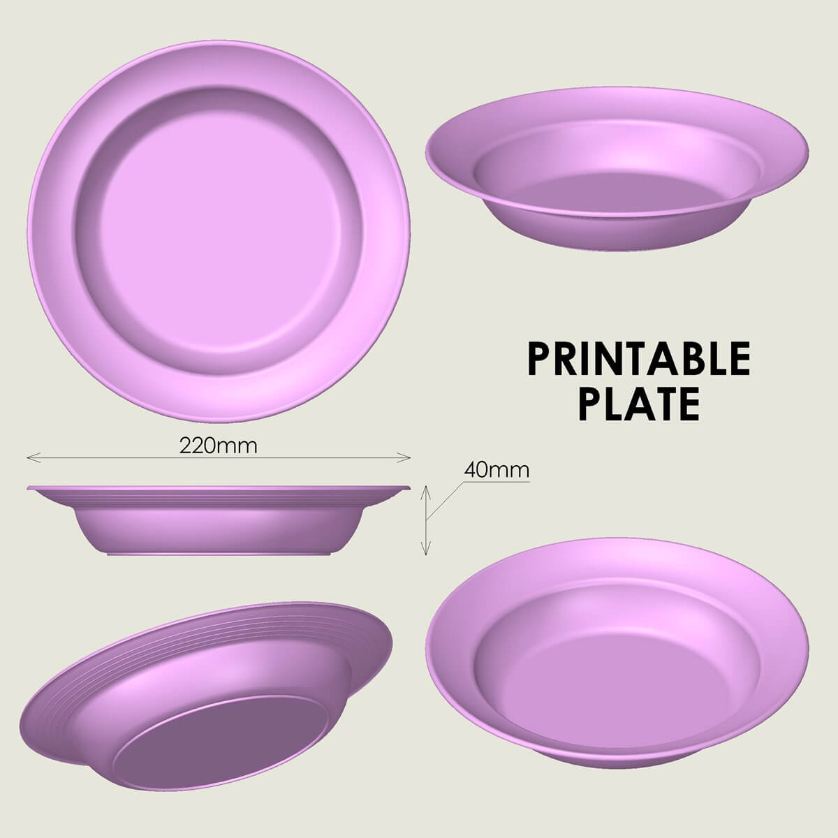 Printable Bowl Plate - 3D Model by Furqan03