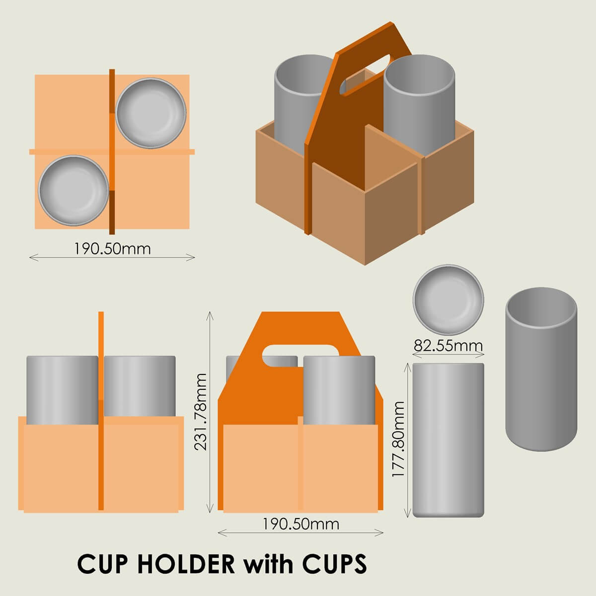 Printable Cup Holder - 3D Model by Furqan03