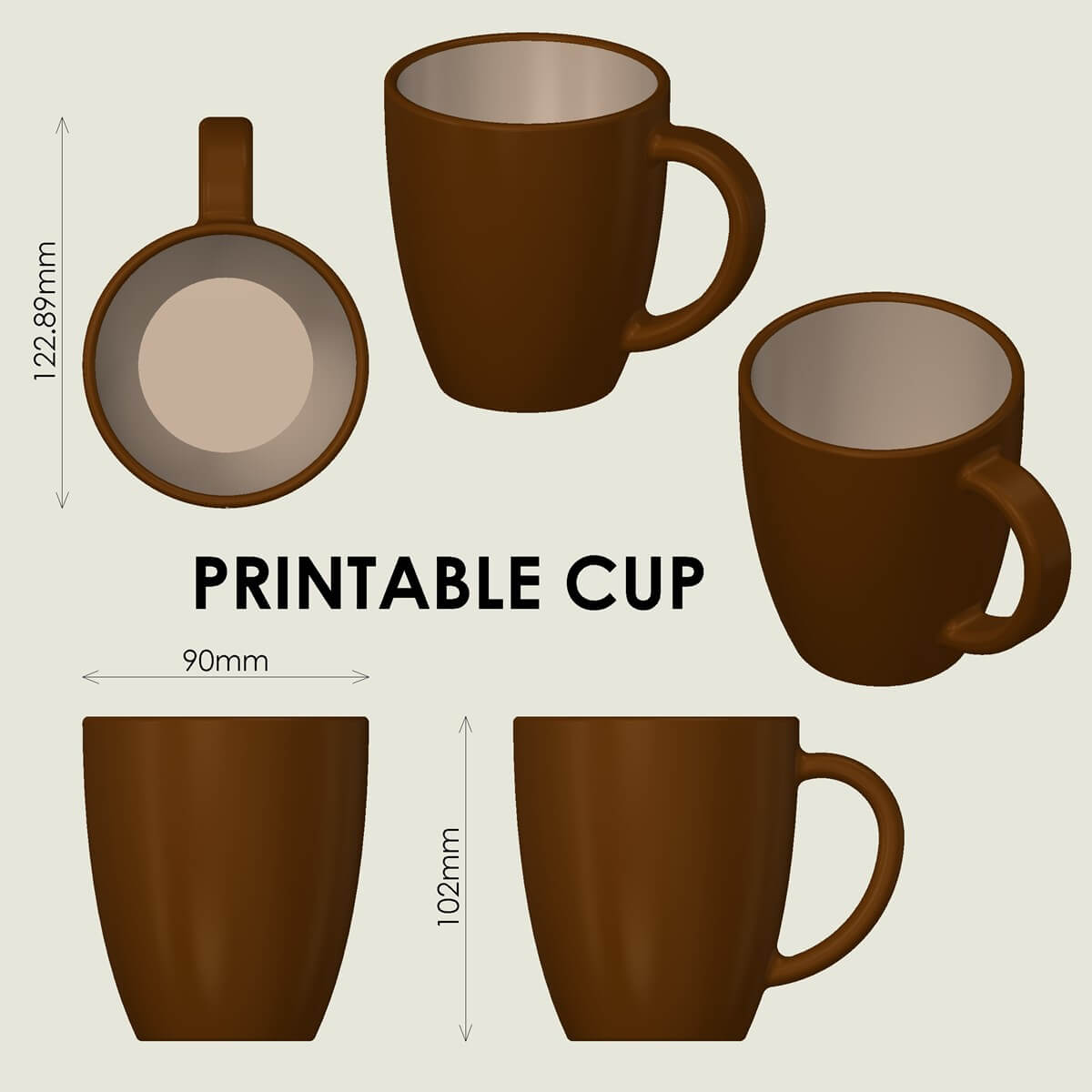 Printable Cup - 3D Model by Furqan03