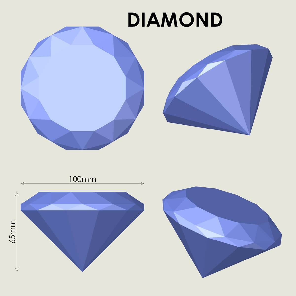 Printable Diamond - 3D Model by Furqan03