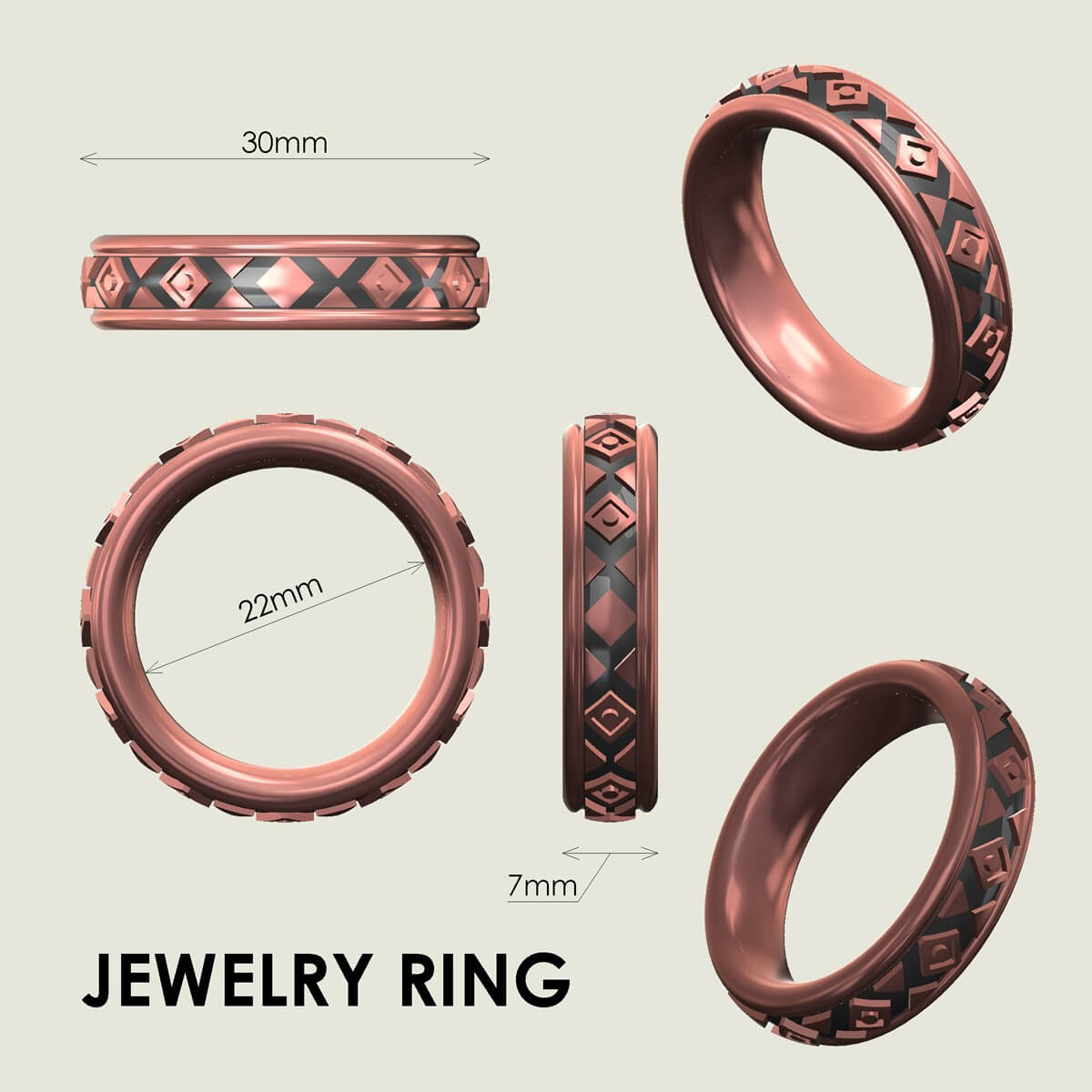 Printable Jewelery Ring - 3D Model by Furqan03