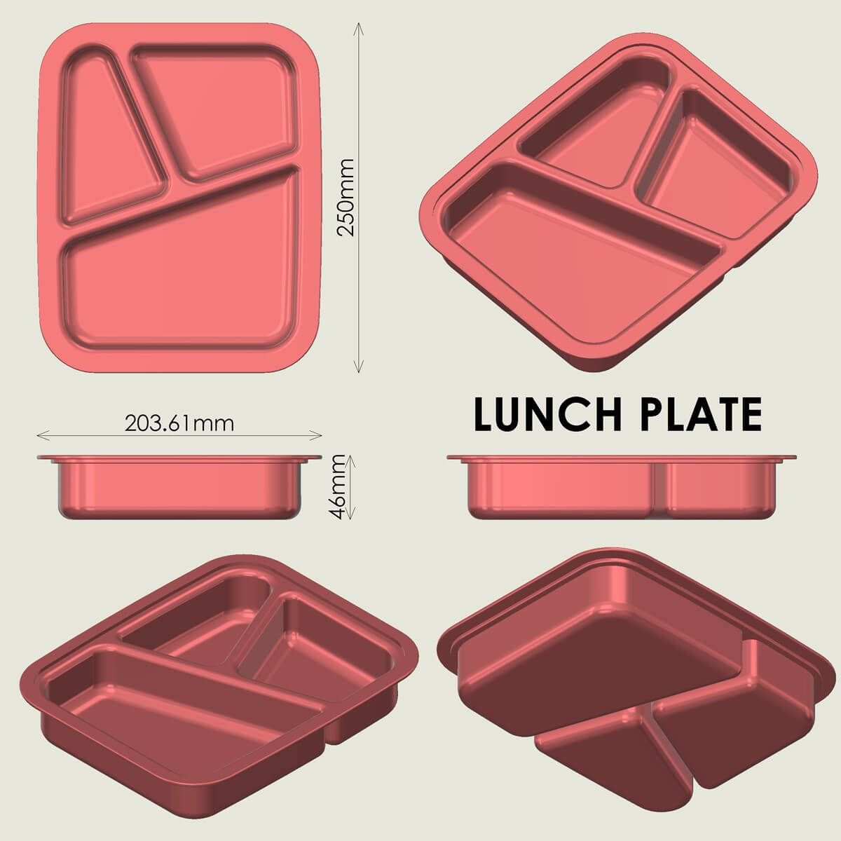 Printable Lunch Plate - 3D Model by Furqan03