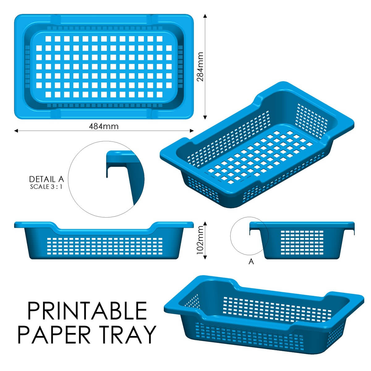 Printable Paper Tray - 3D Model by Furqan03