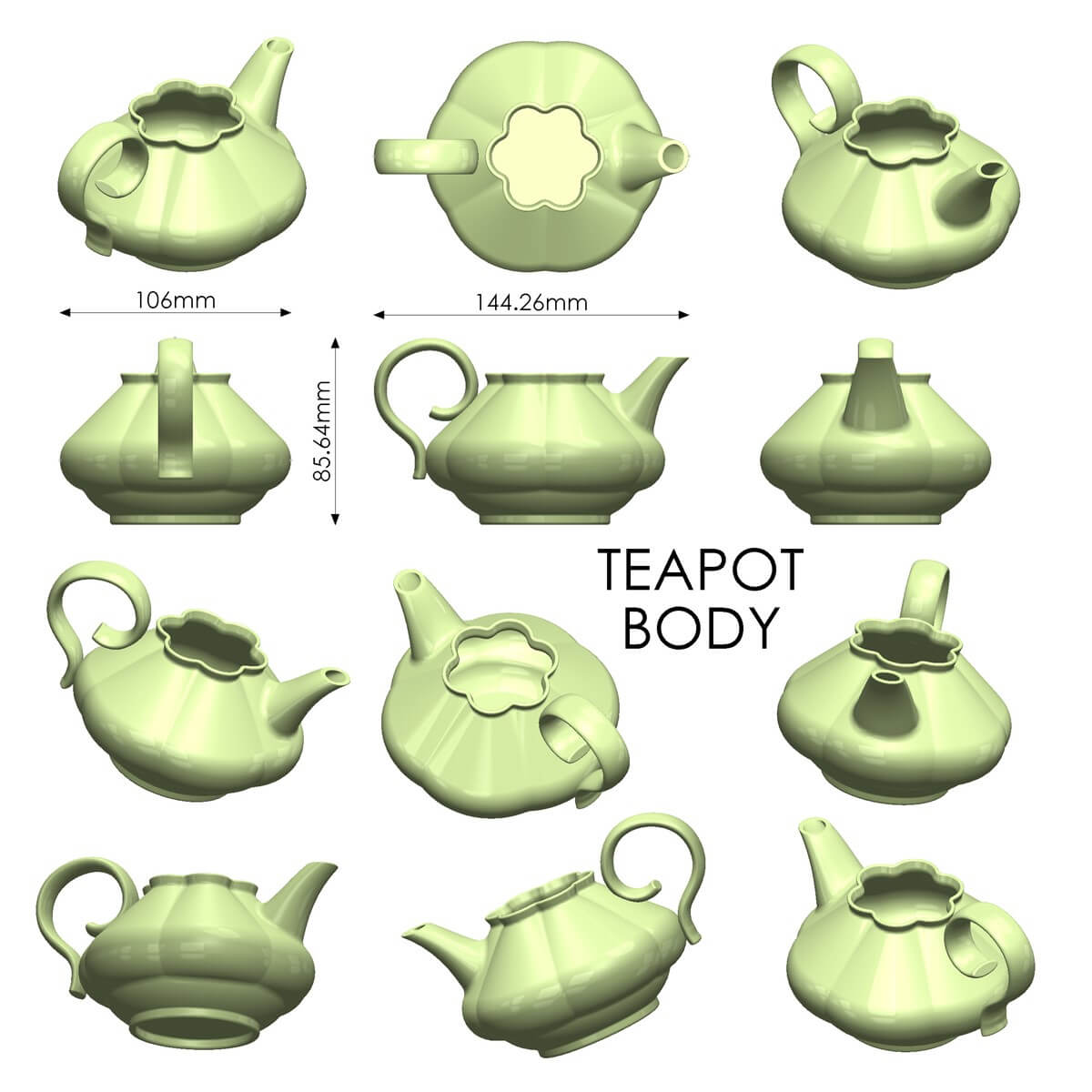 Printable Teapot - 3D Print Model by Furqan03