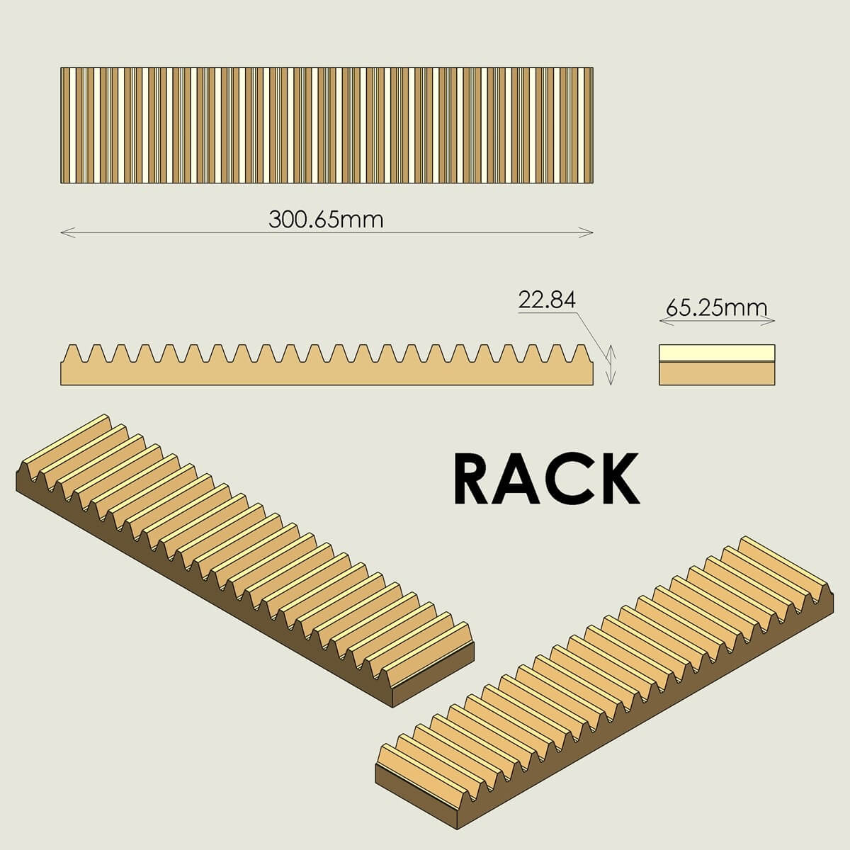 Printable Rack and Pinion Gears - 3D Model by Furqan03