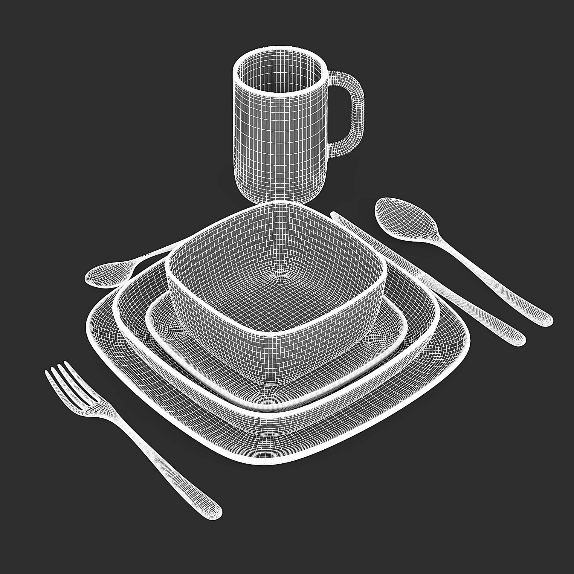 Black Tableware - 3D Model by fusemesh