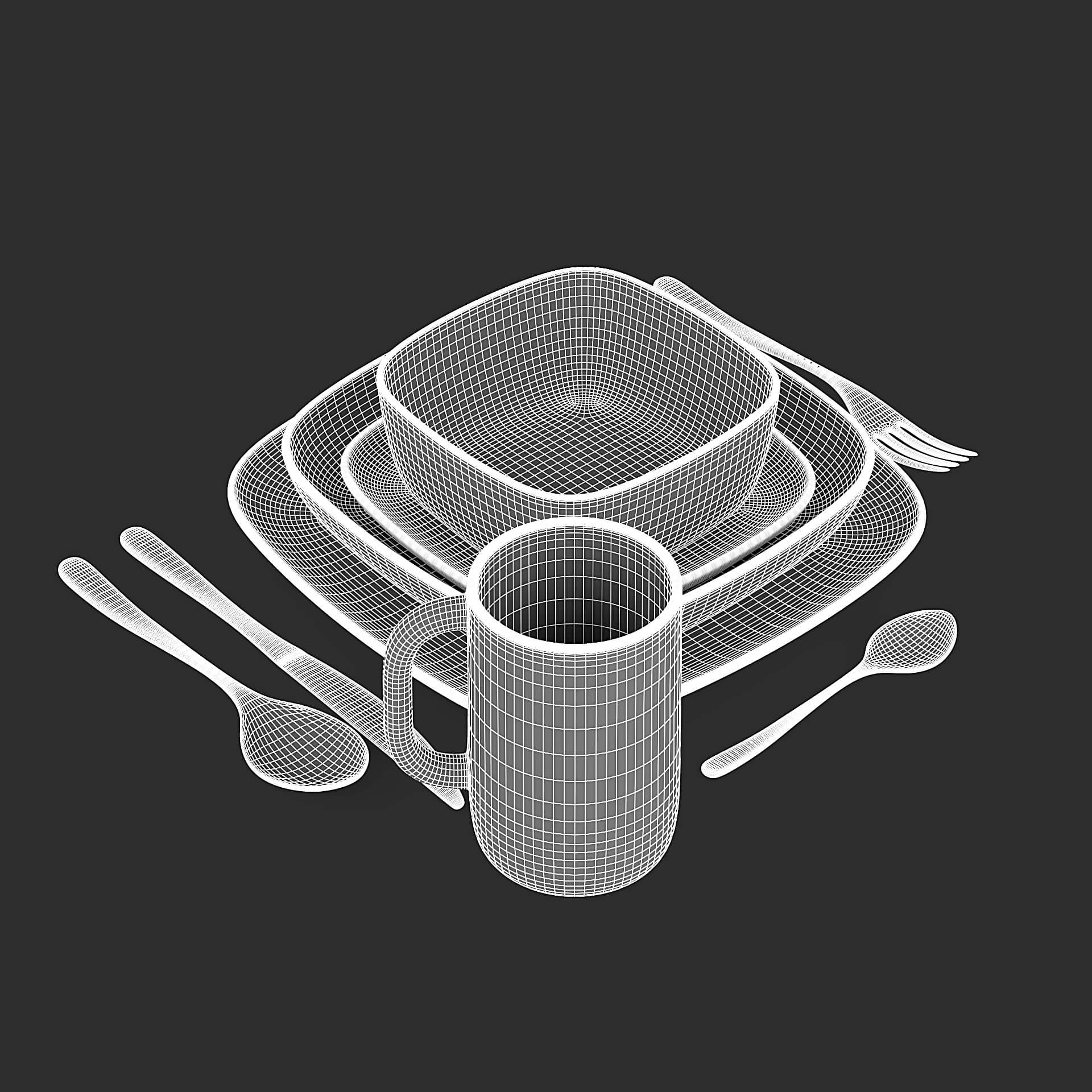 Black Tableware - 3D Model by fusemesh