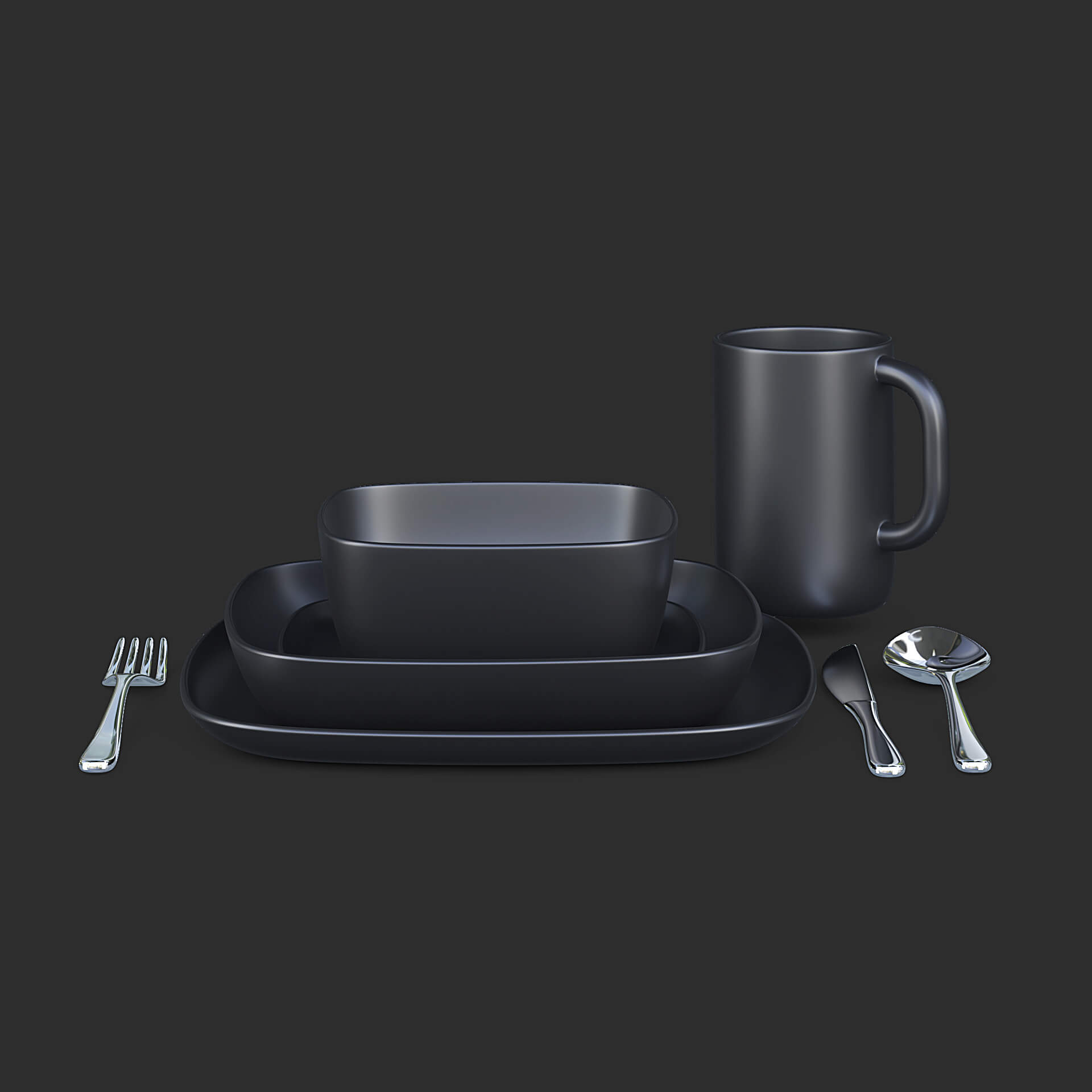 Black Tableware - 3D Model by fusemesh