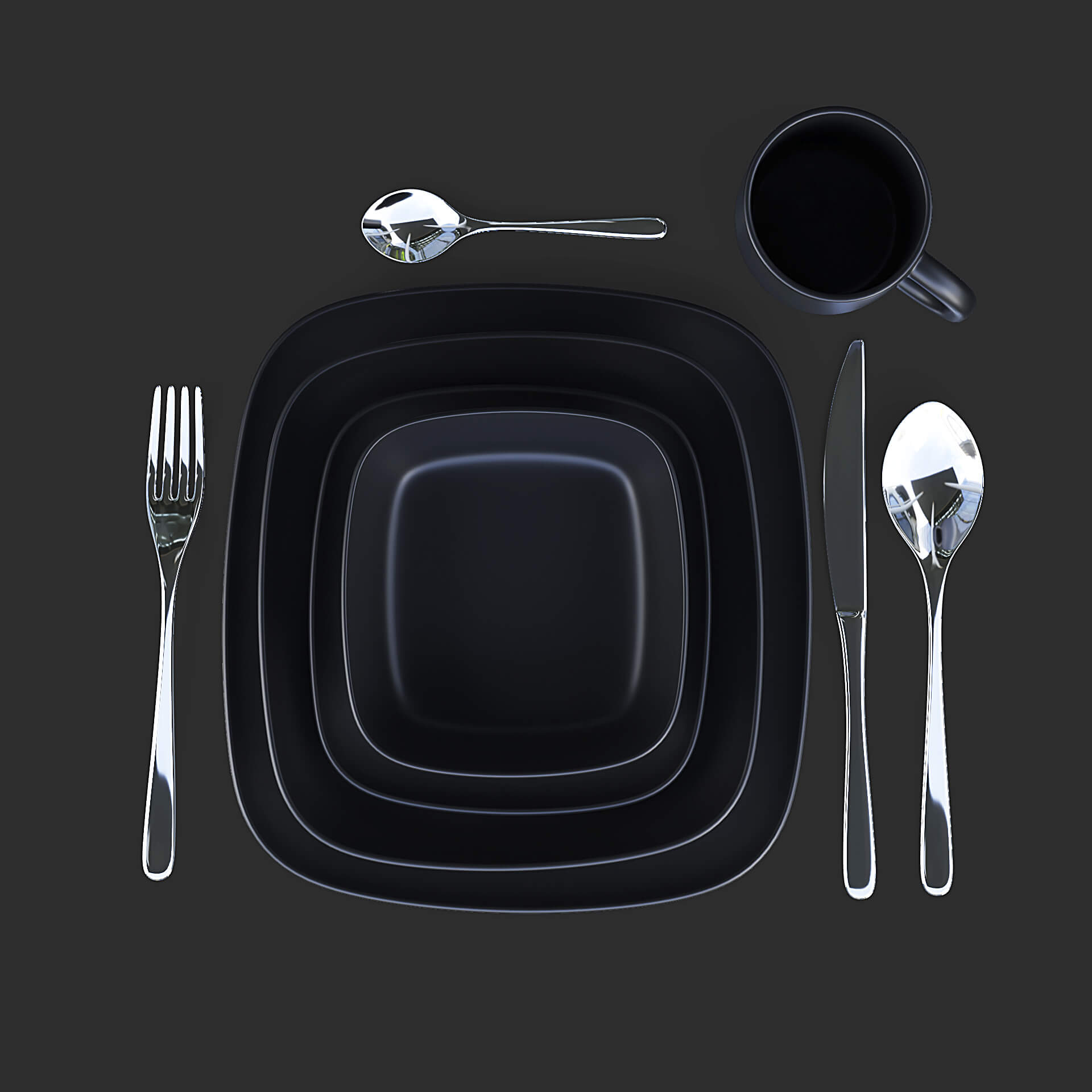 Black Tableware - 3D Model by fusemesh