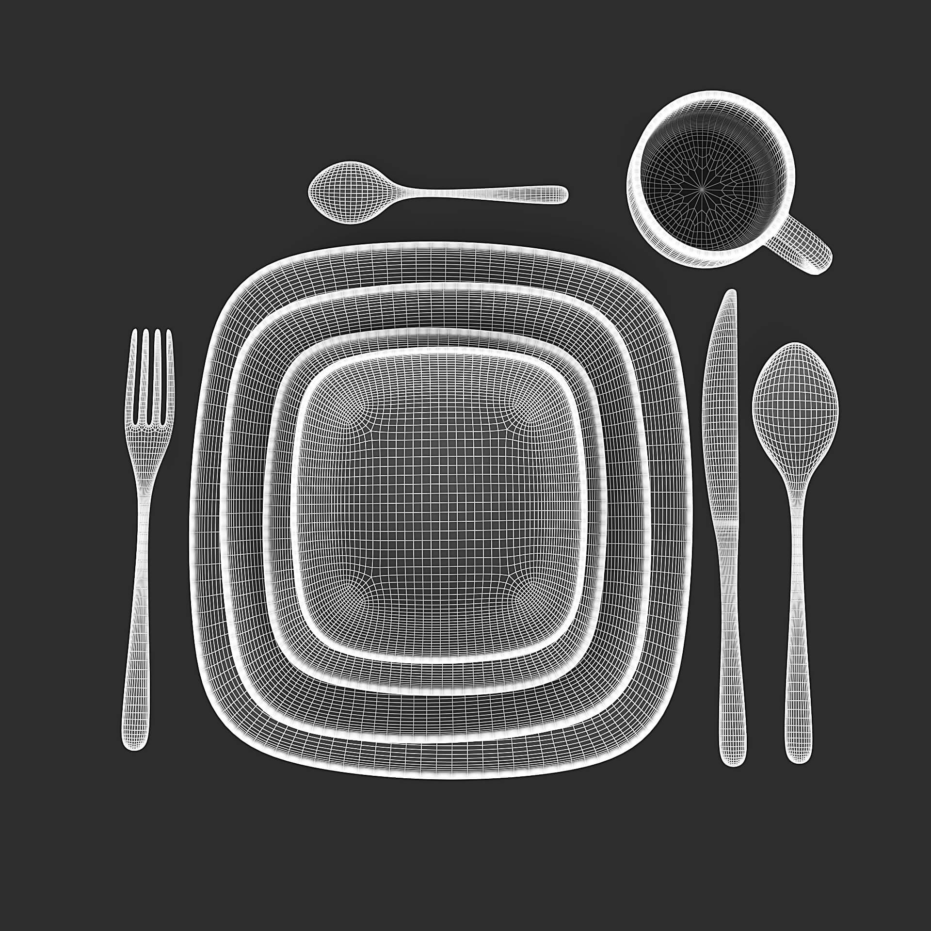Black Tableware - 3D Model by fusemesh