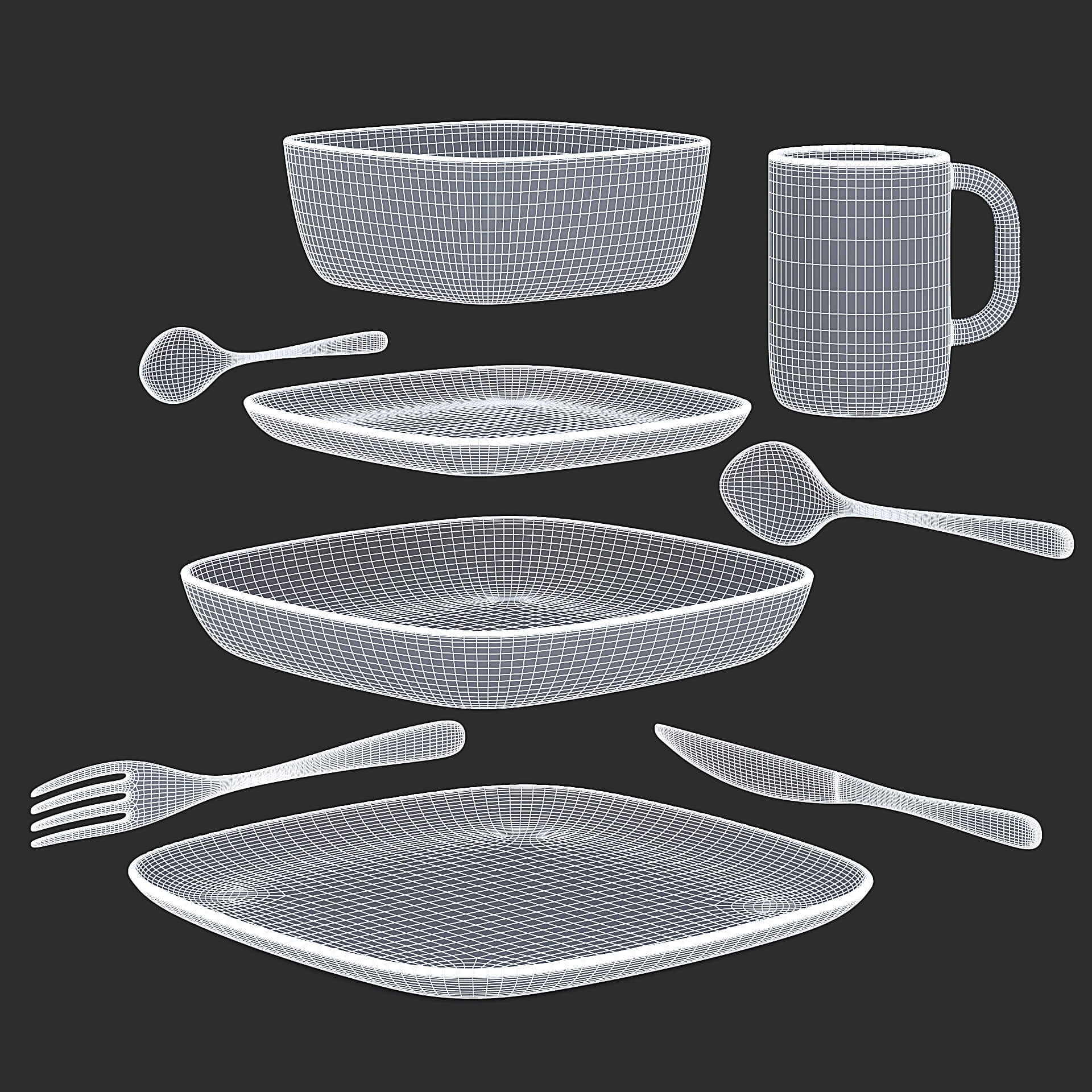Black Tableware - 3D Model by fusemesh