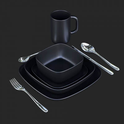 Black Tableware - 3D Model by fusemesh