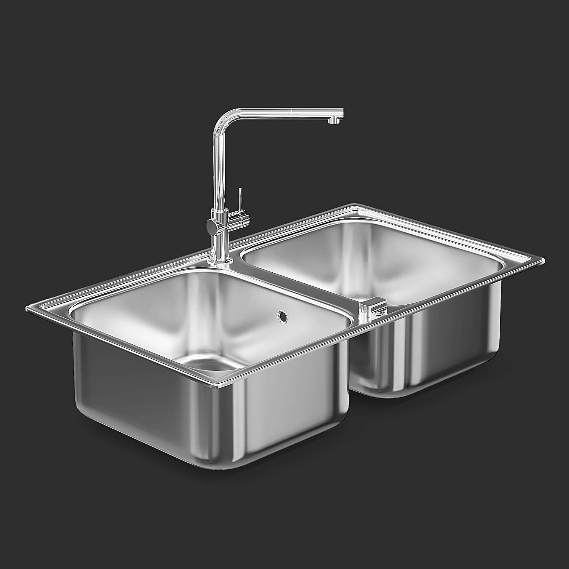 Double Kitchen Sink - 3D Model by fusemesh