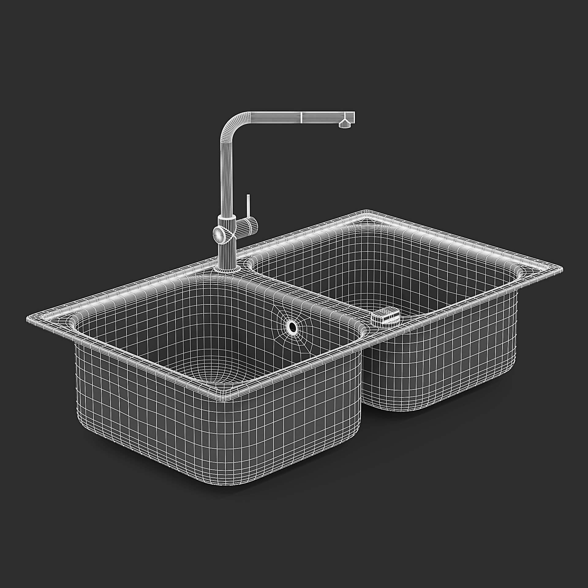 Double Kitchen Sink - 3D Model by fusemesh