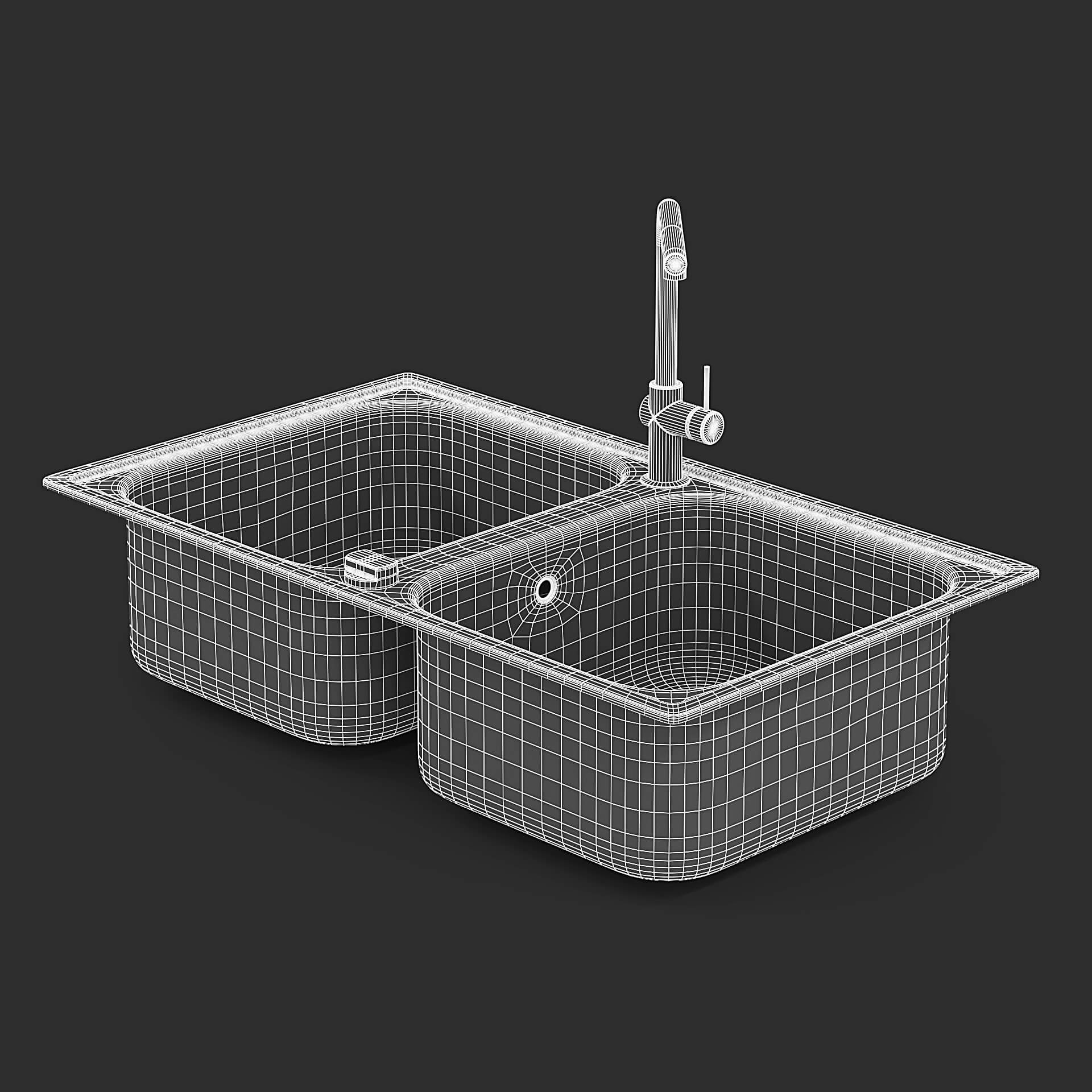 Double Kitchen Sink - 3D Model by fusemesh