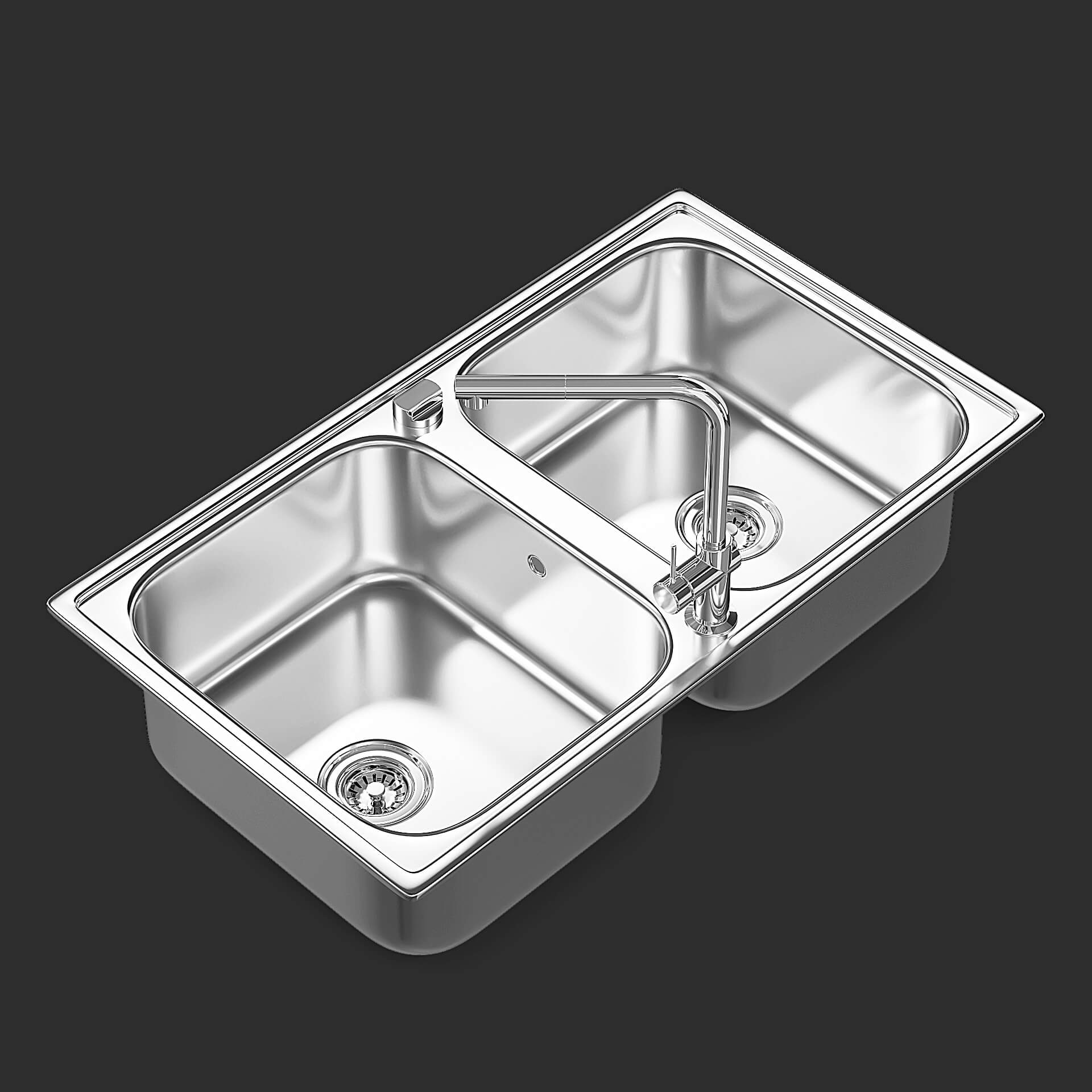 Double Kitchen Sink - 3D Model by fusemesh